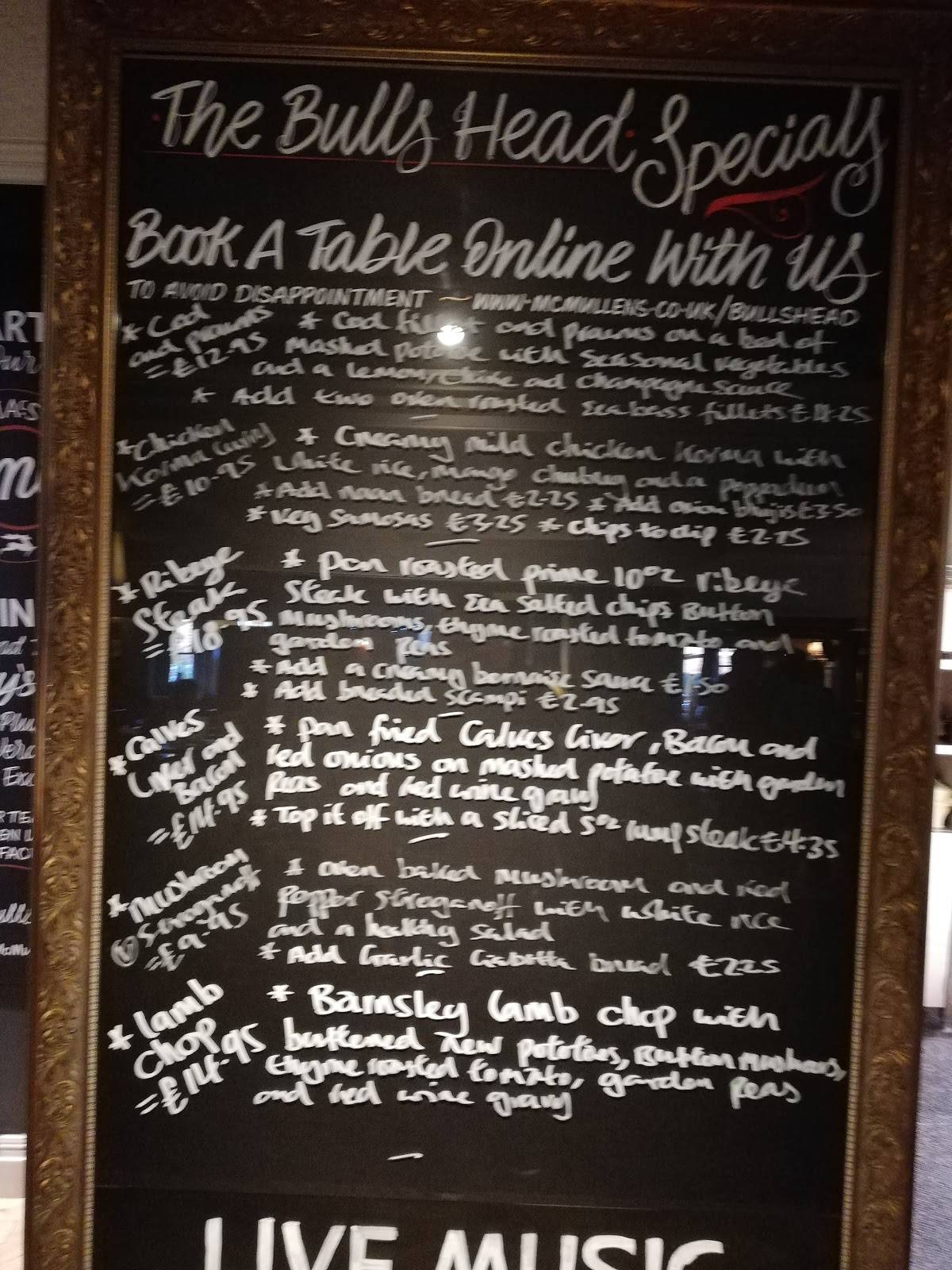 Menu at Bulls Head pub & bar, Broxbourne, High Rd Turnford