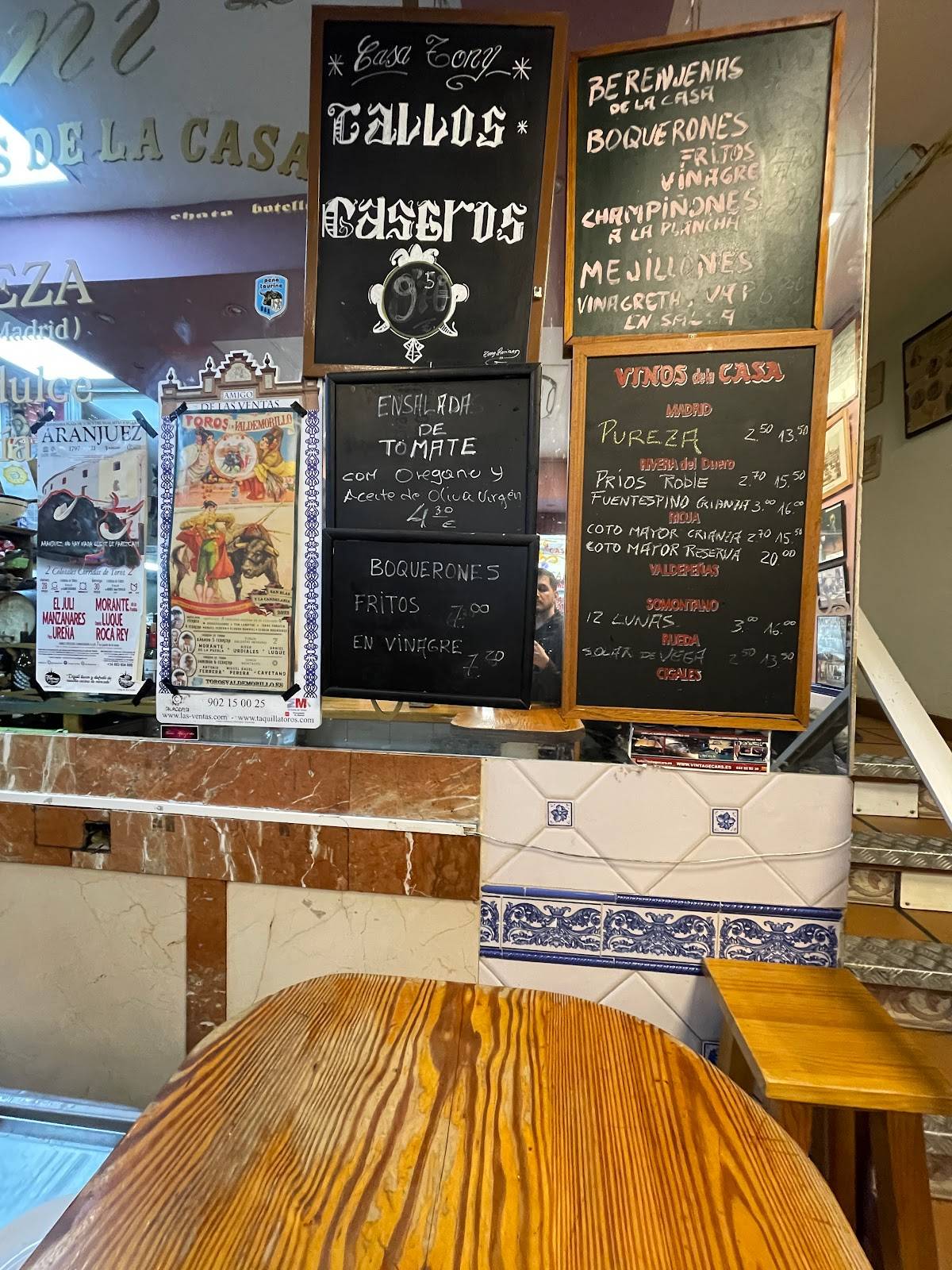 Menu at Casa Toni pub & bar, Madrid