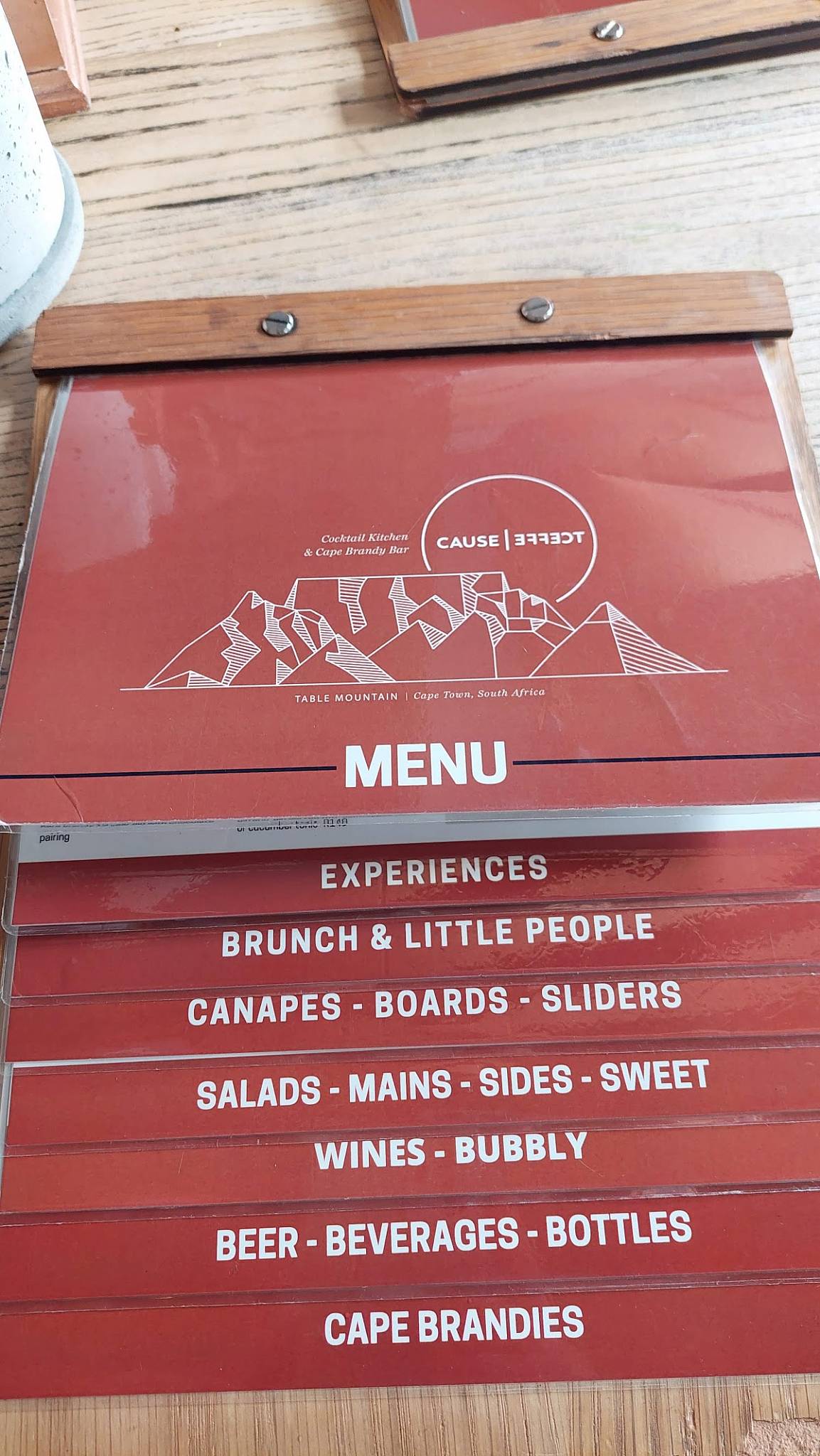 Menu at Cause Effect Cocktail Kitchen pub & bar, Cape Town, The Rocket Shed
