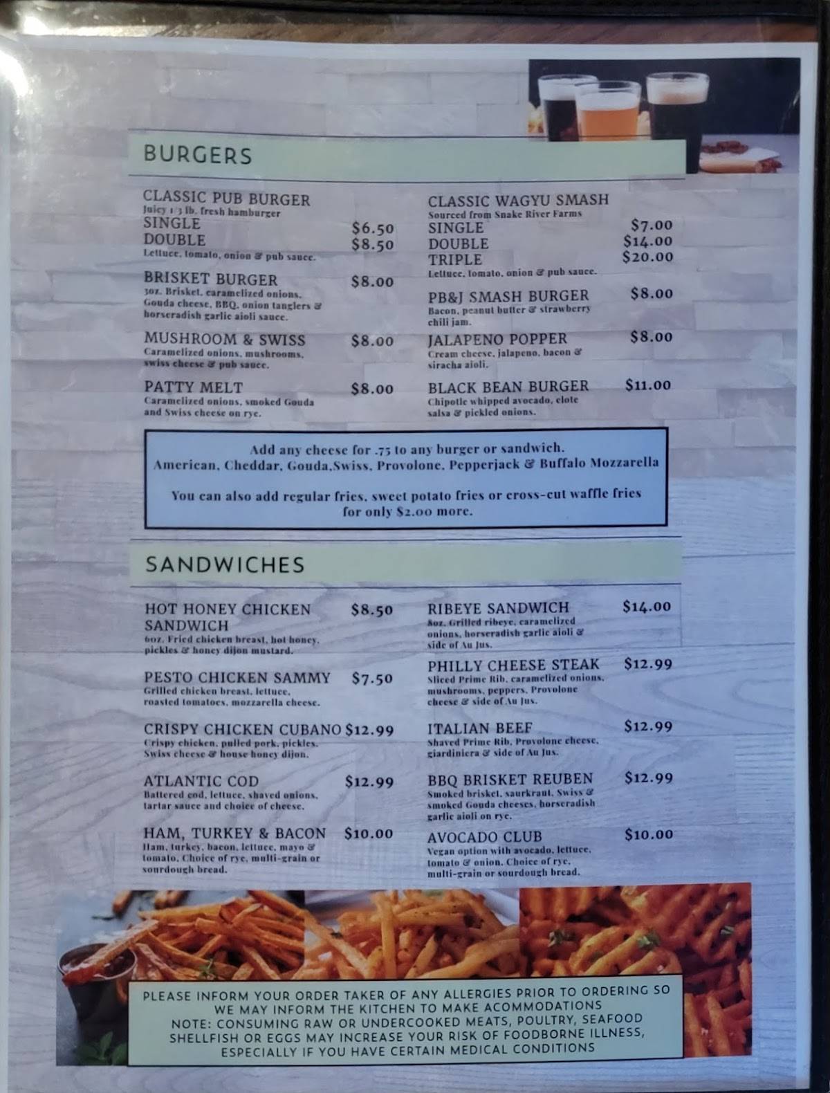 Menu at Cocktail Corner Bar & Grill, Oshkosh