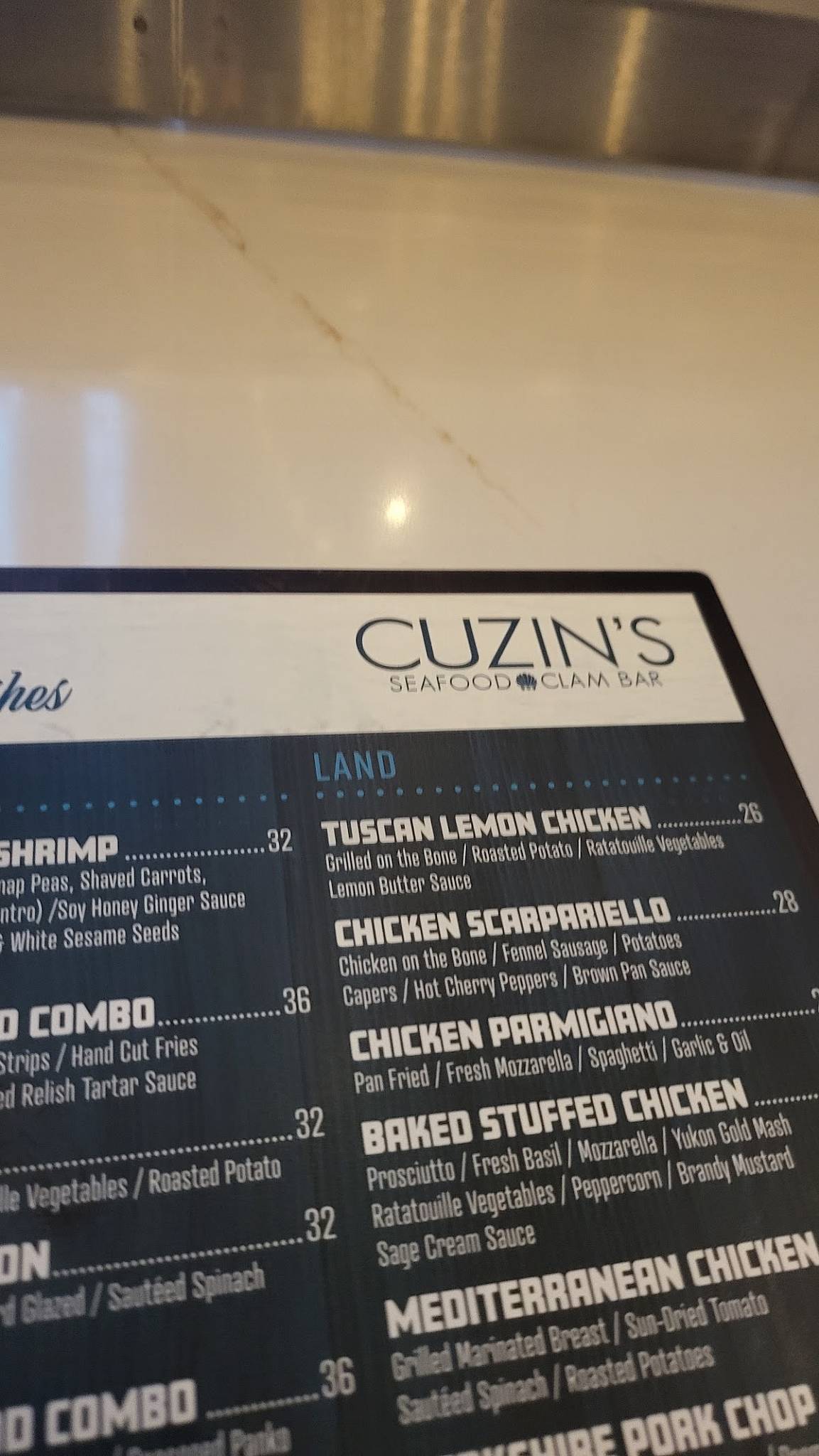 Menu at Cuzin's Seafood New Brunswick, NJ pub & bar, New Brunswick