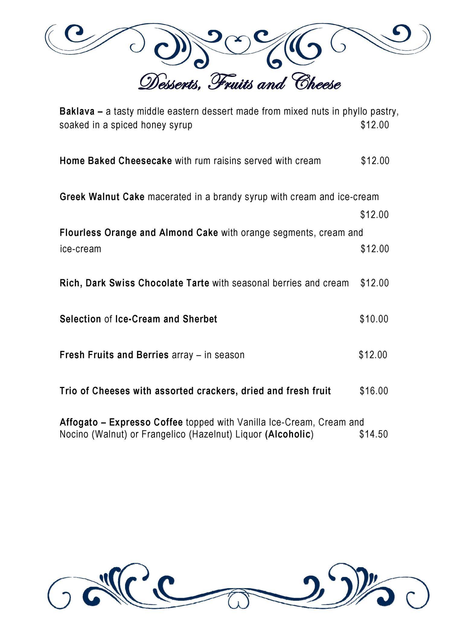 Menu at Dimitris Mediterranean Restaurant, Gladstone Central