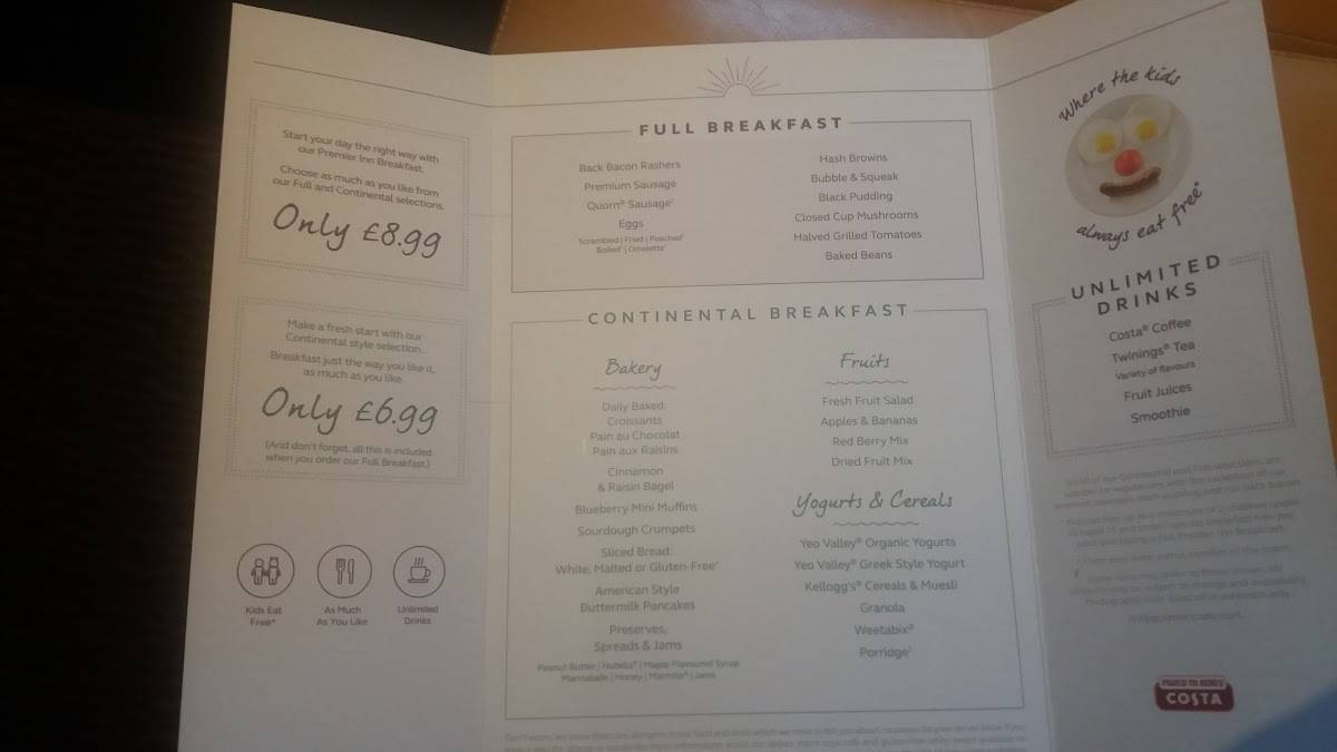 Menu at Euston Way Beefeater pub & bar, Telford
