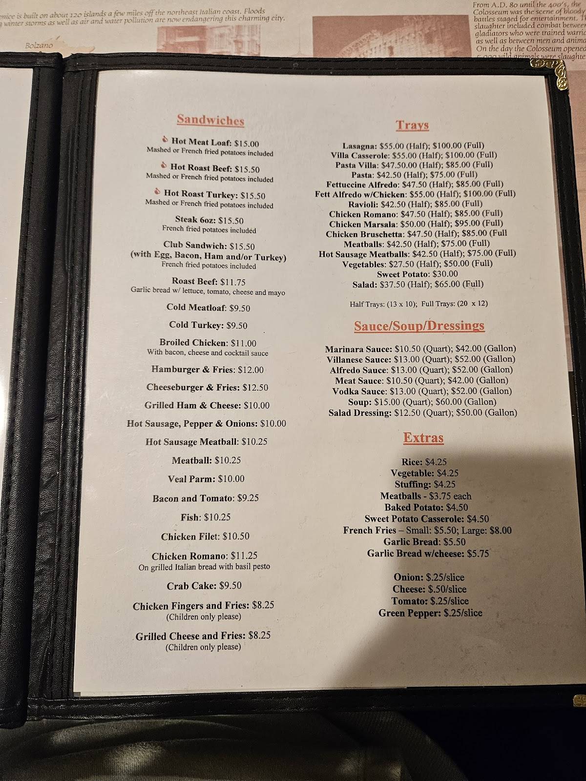Menu at Falsetti's Villa Restaurant, Cadogan
