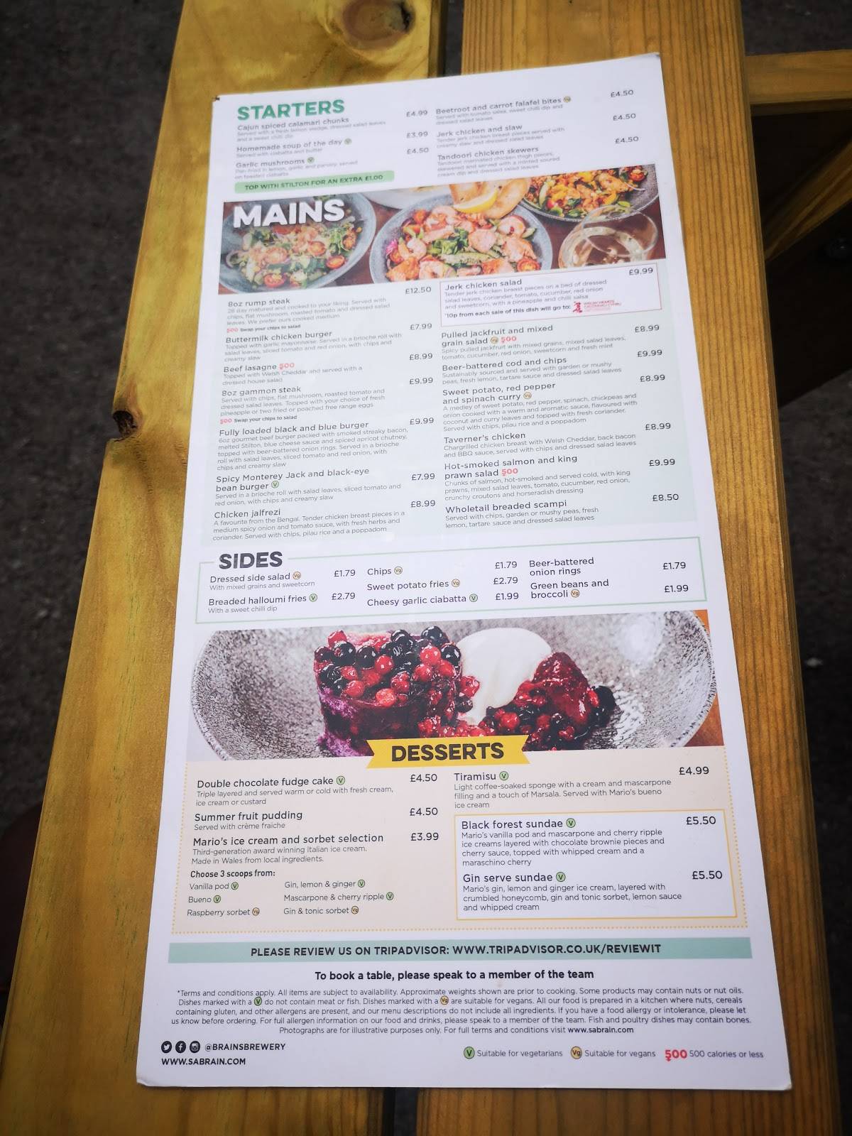 Menu at Hanbury Arms pub & bar, Newport