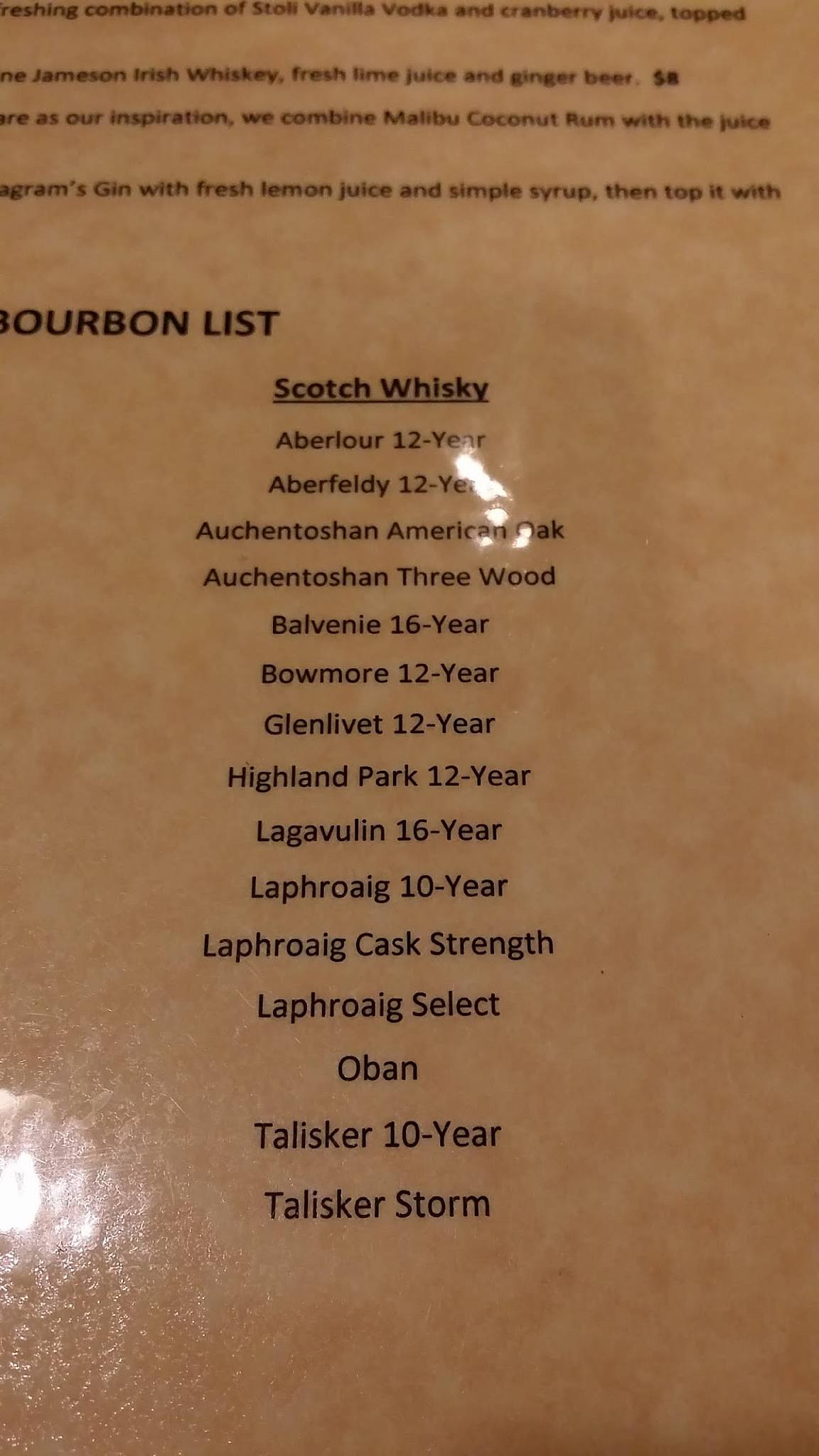 Menu at Highlander Scottish Pub, Collierville