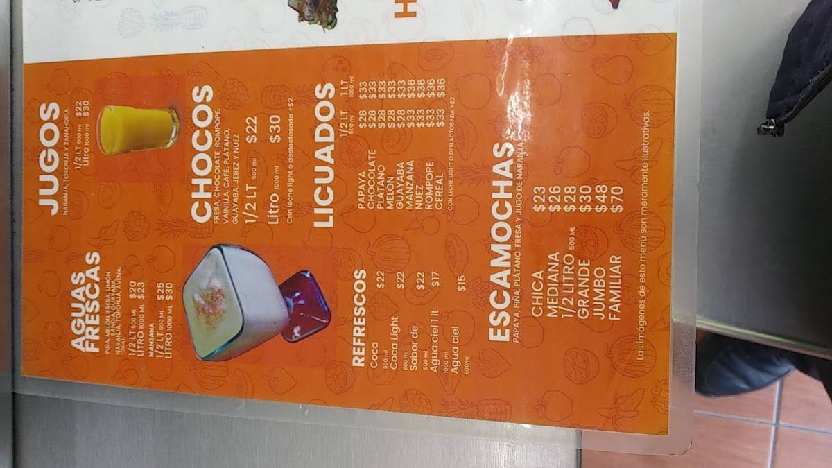 Carta del pub y bar Jugos y Chocos Tony, Aguascalientes, Profesor ...