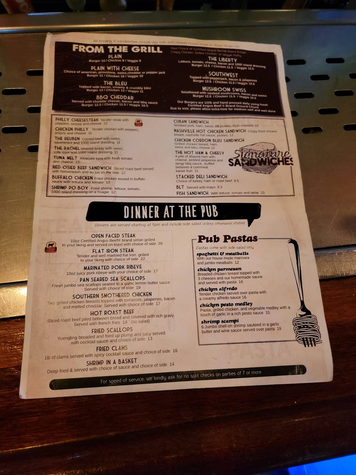 Menu at Liberty Street Pub, Bath