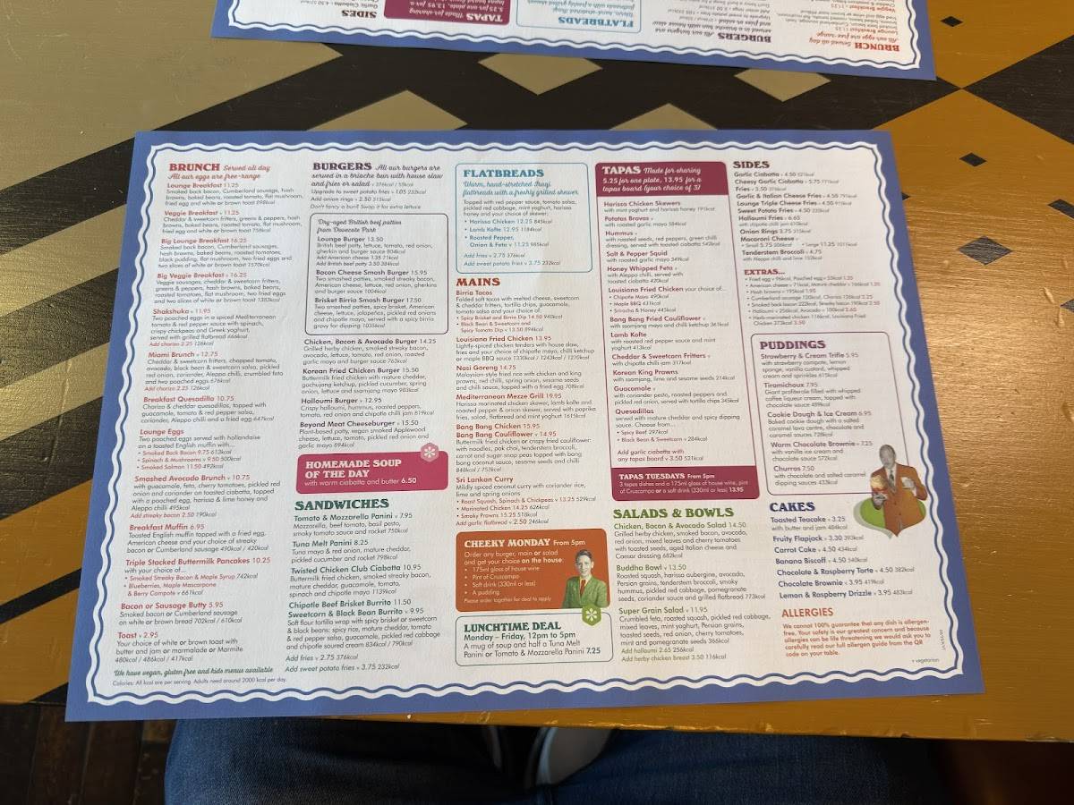 Menu at Maritimo Lounge pub & bar, Southampton