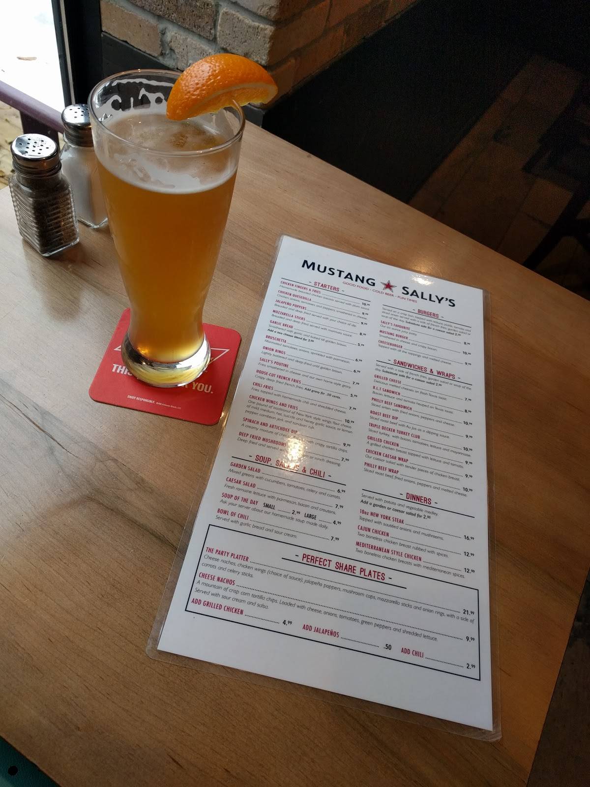 Menu at Mustang Sally's pub & bar, London