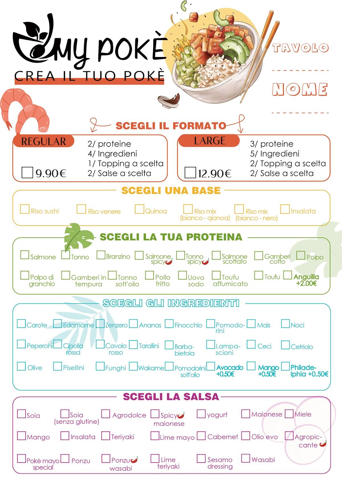 Menu au MY POKE pub et bar, Alba