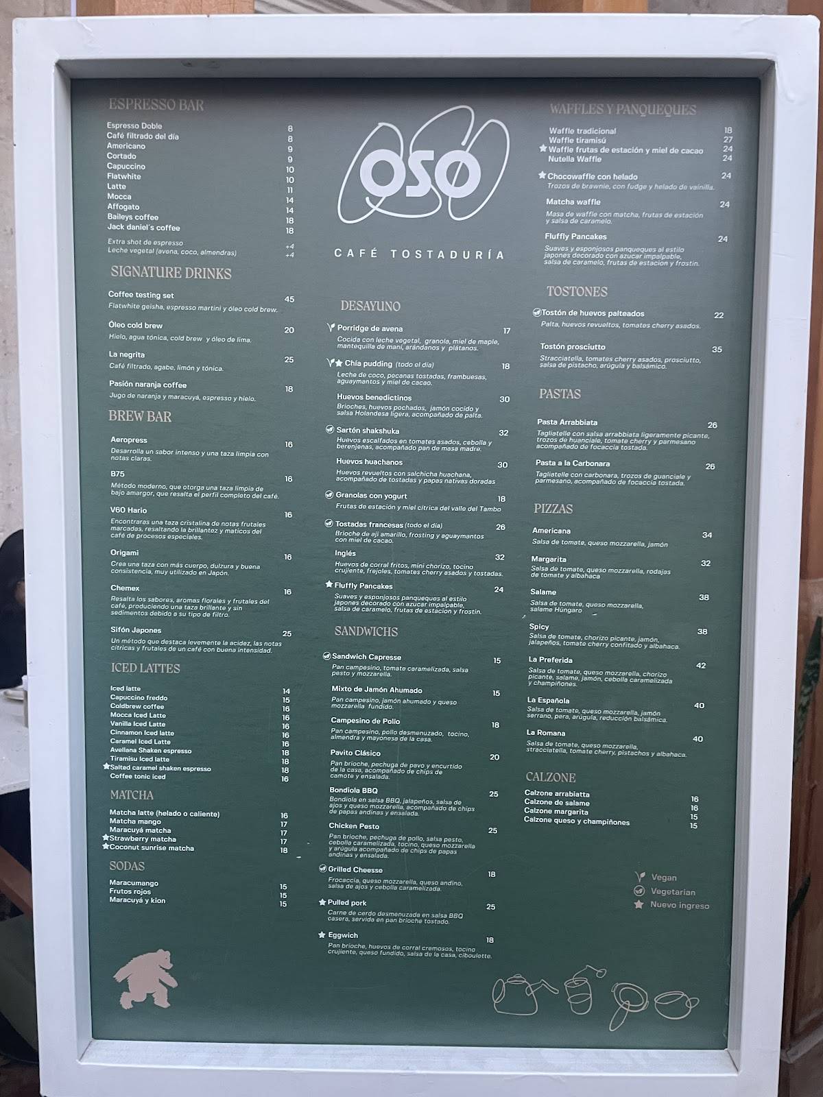 Carta de Oso Café Arequipa, Arequipa