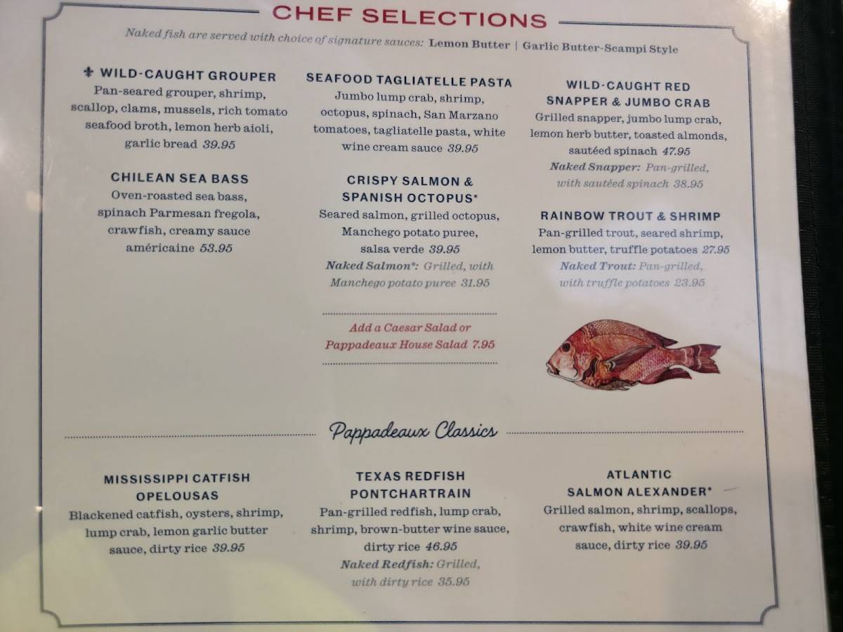 Menu at Pappadeaux Seafood Kitchen pub & bar, Pharr, W Expy 83