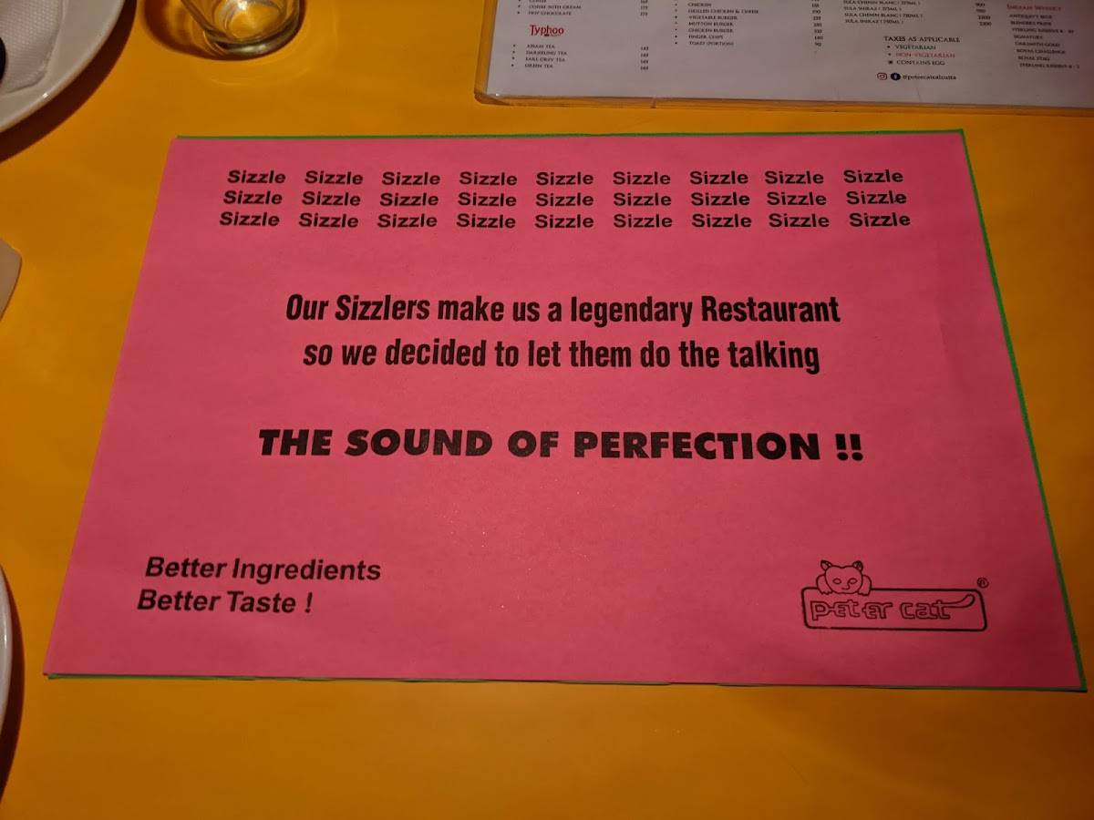 Menu at Peter Cat, Kolkata