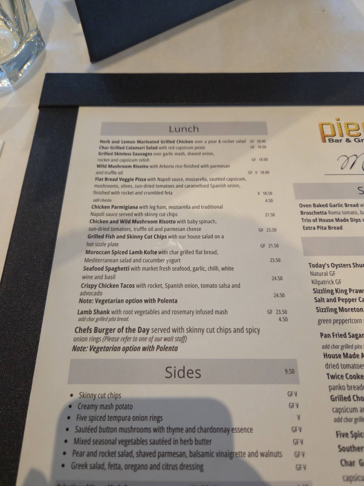 Menu at Pier 35 Bar & Grill, Port Melbourne