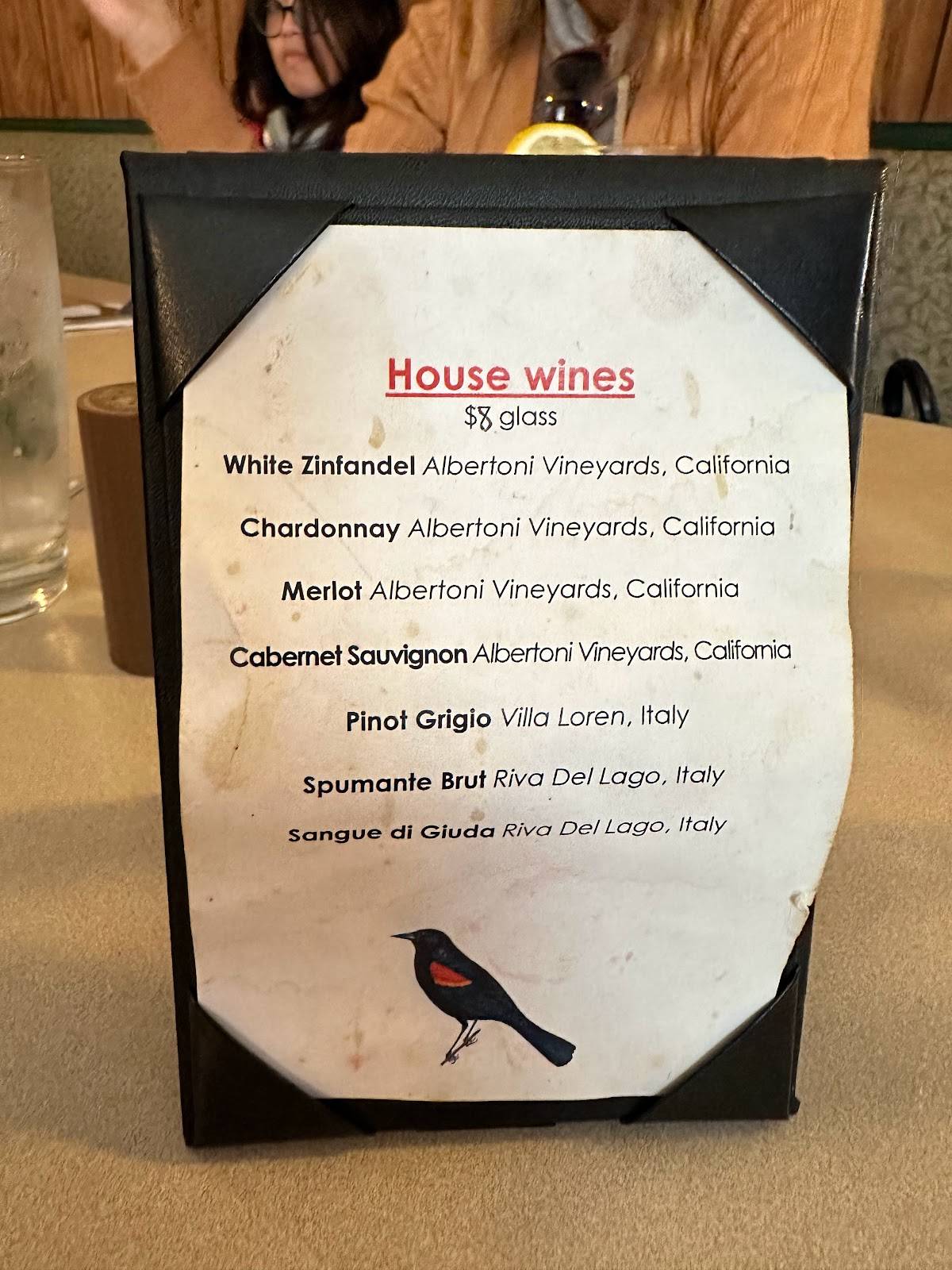 Menu at Red Wing Restaurant, Groveland