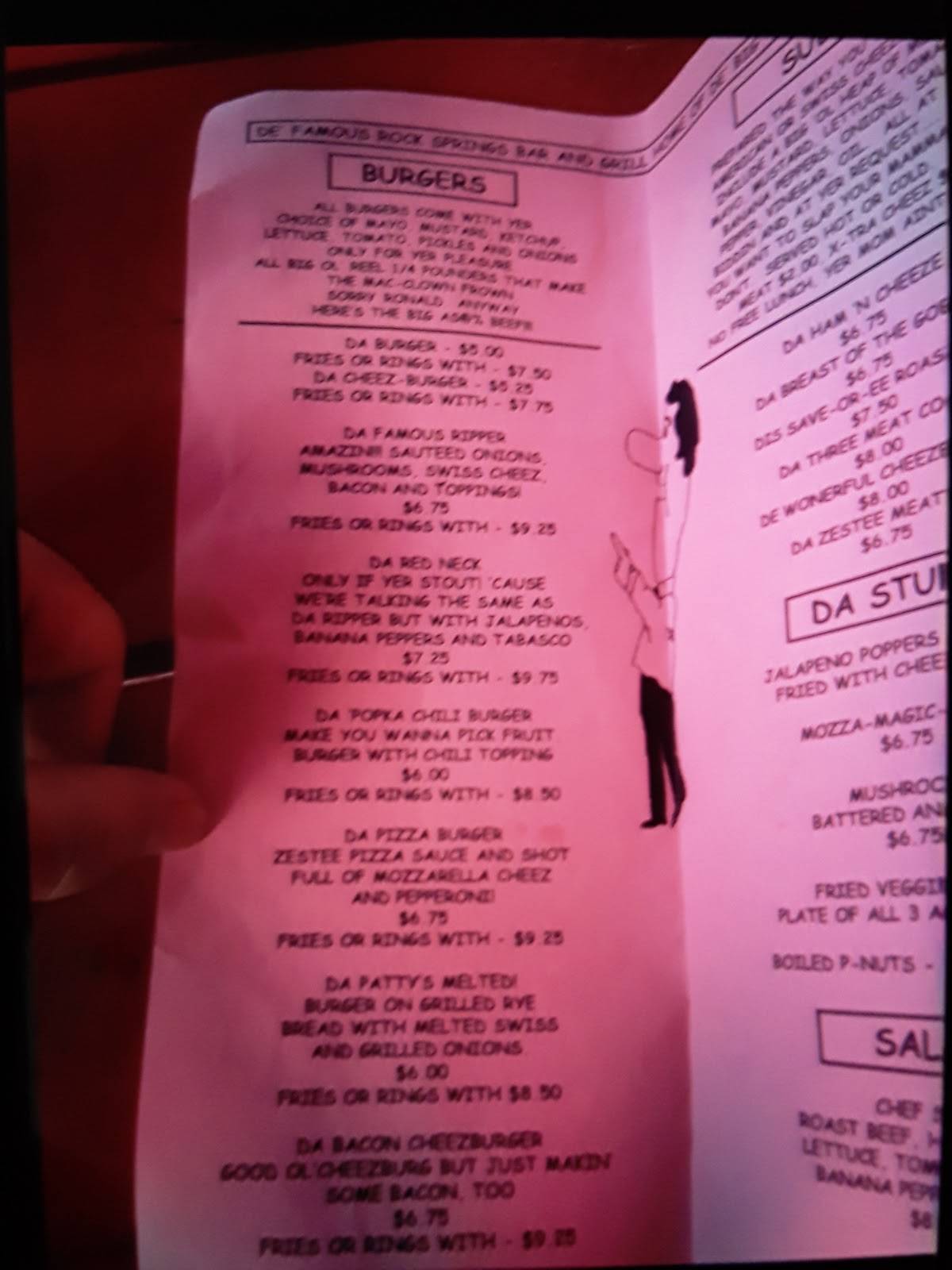 Menu at Rock Springs Bar & Grill, Apopka