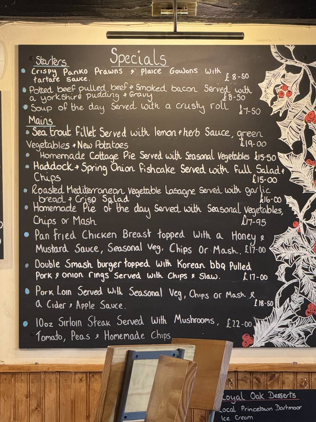 Menu at Royal Oak Inn, Meavy pub & bar, Meavy