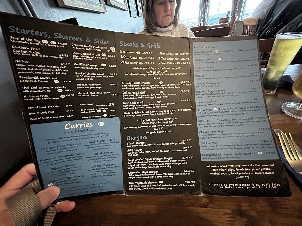 Menu at Saltwater Inn pub & bar, Porthcawl