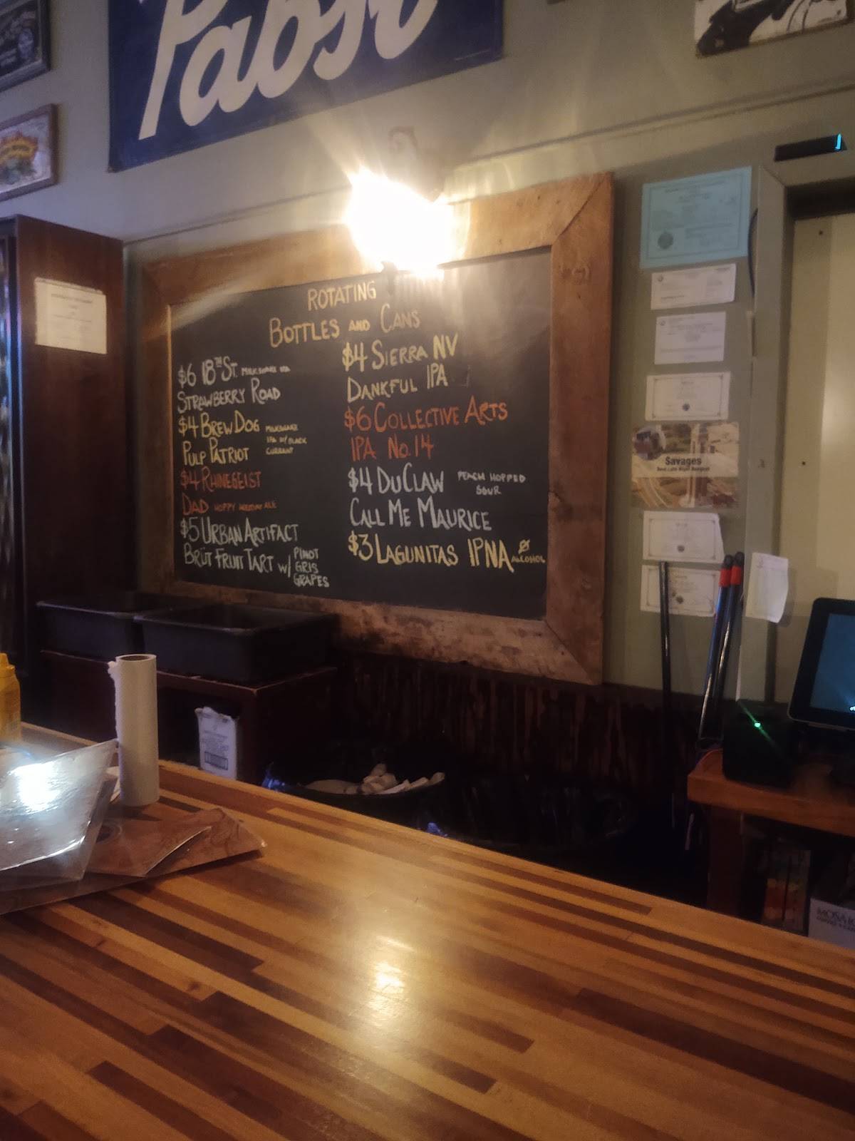 Menu at Savage's Ale House pub & bar, Muncie
