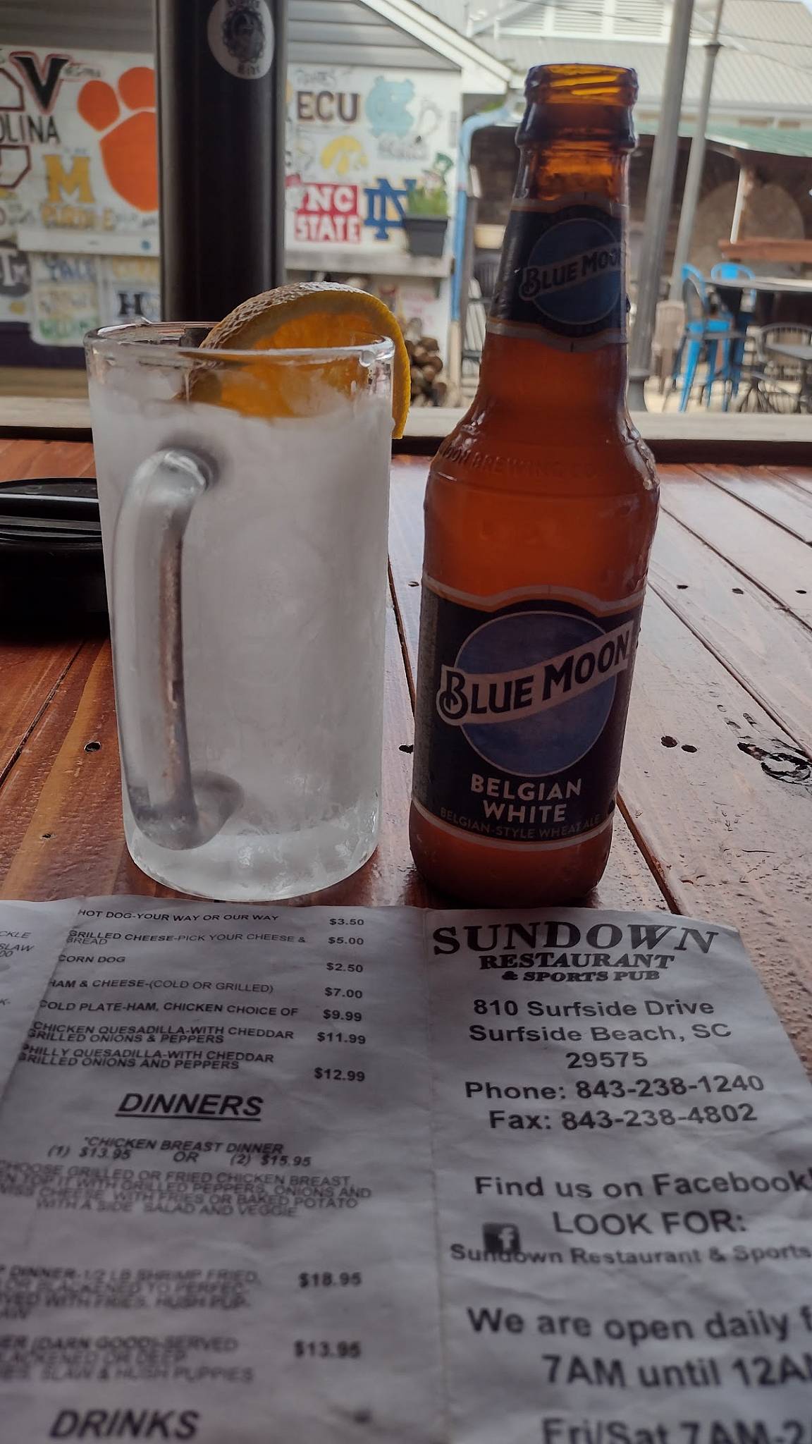Menu at Sundown Restaurant and Sports Pub, Surfside Beach