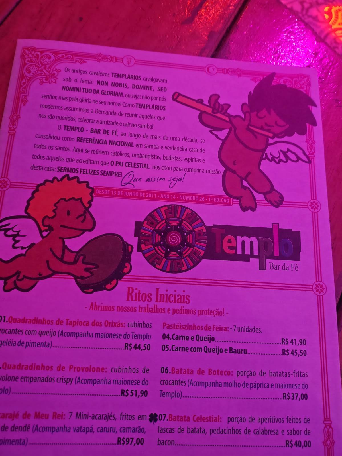 Menu em Templo Bar De Fé, São Paulo