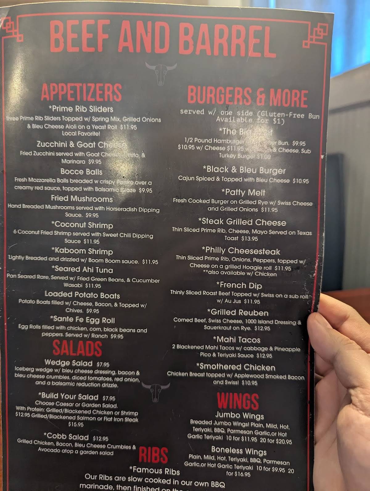 Menu at The Beef and Barrel Restaurant & Lounge, Crossville, West Ave