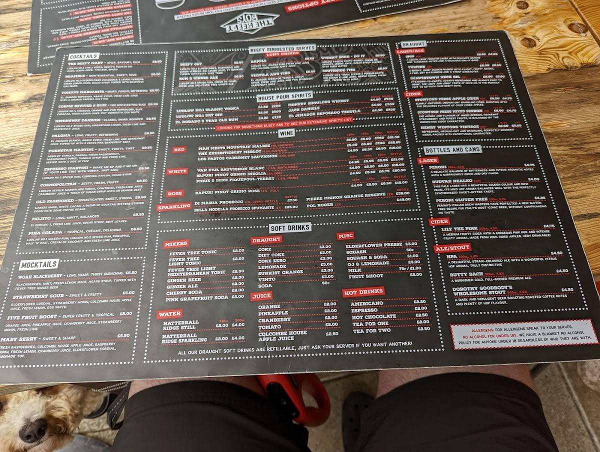 Menu at The Beefy Boys pub & bar, Hereford