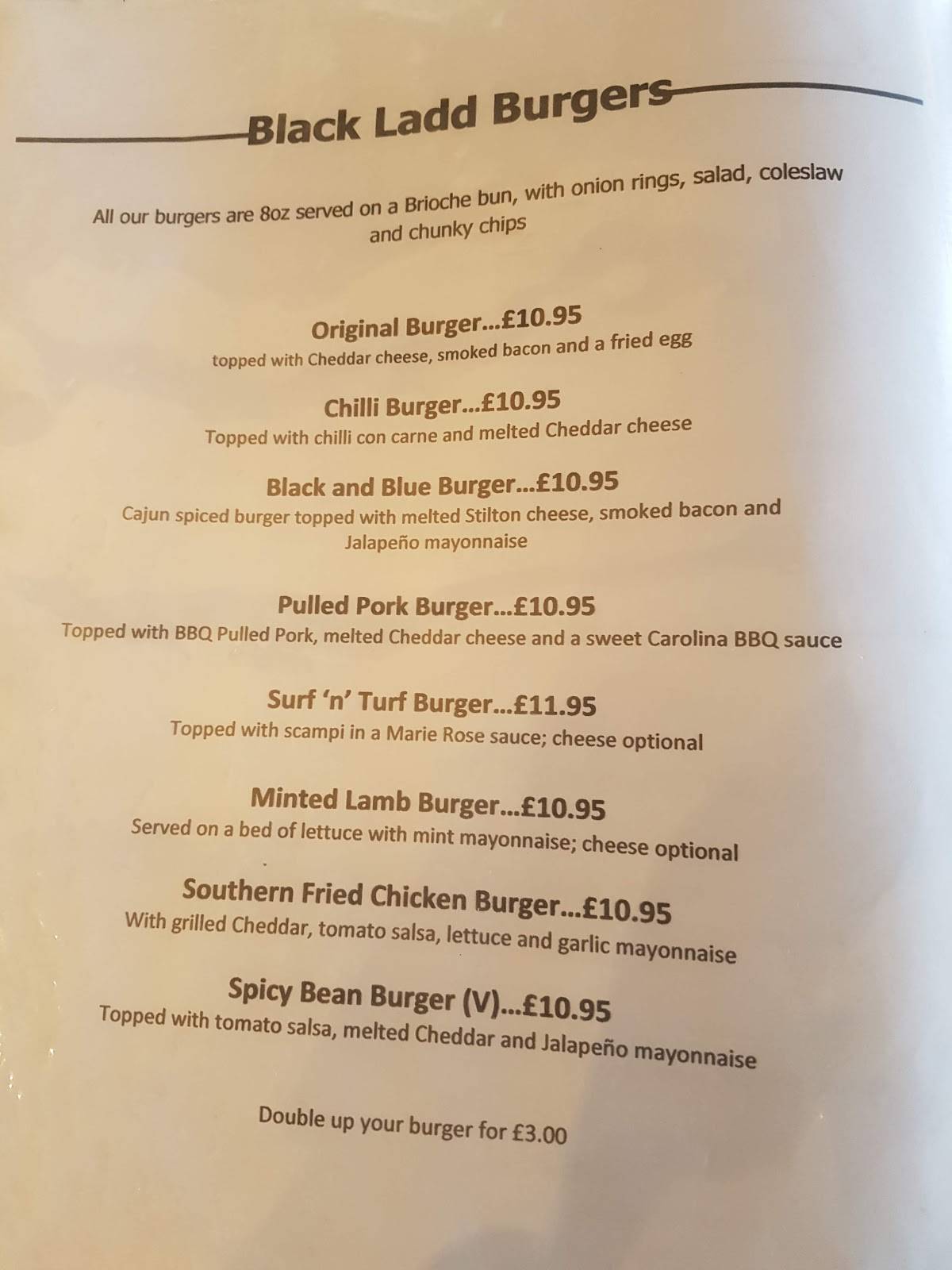 Menu at The Black Ladd pub & bar, Oldham