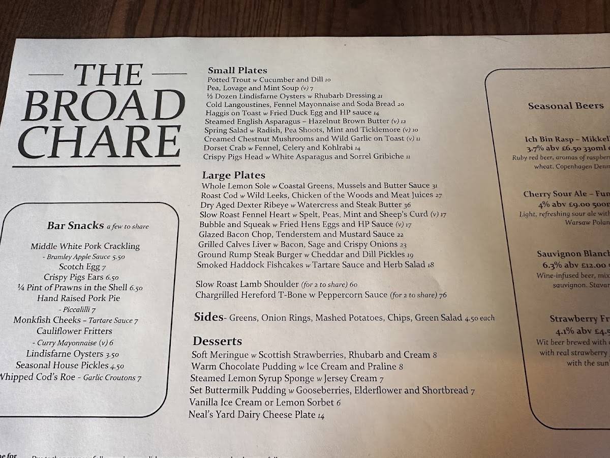 Menu at The Broad Chare pub & bar, Newcastle upon Tyne