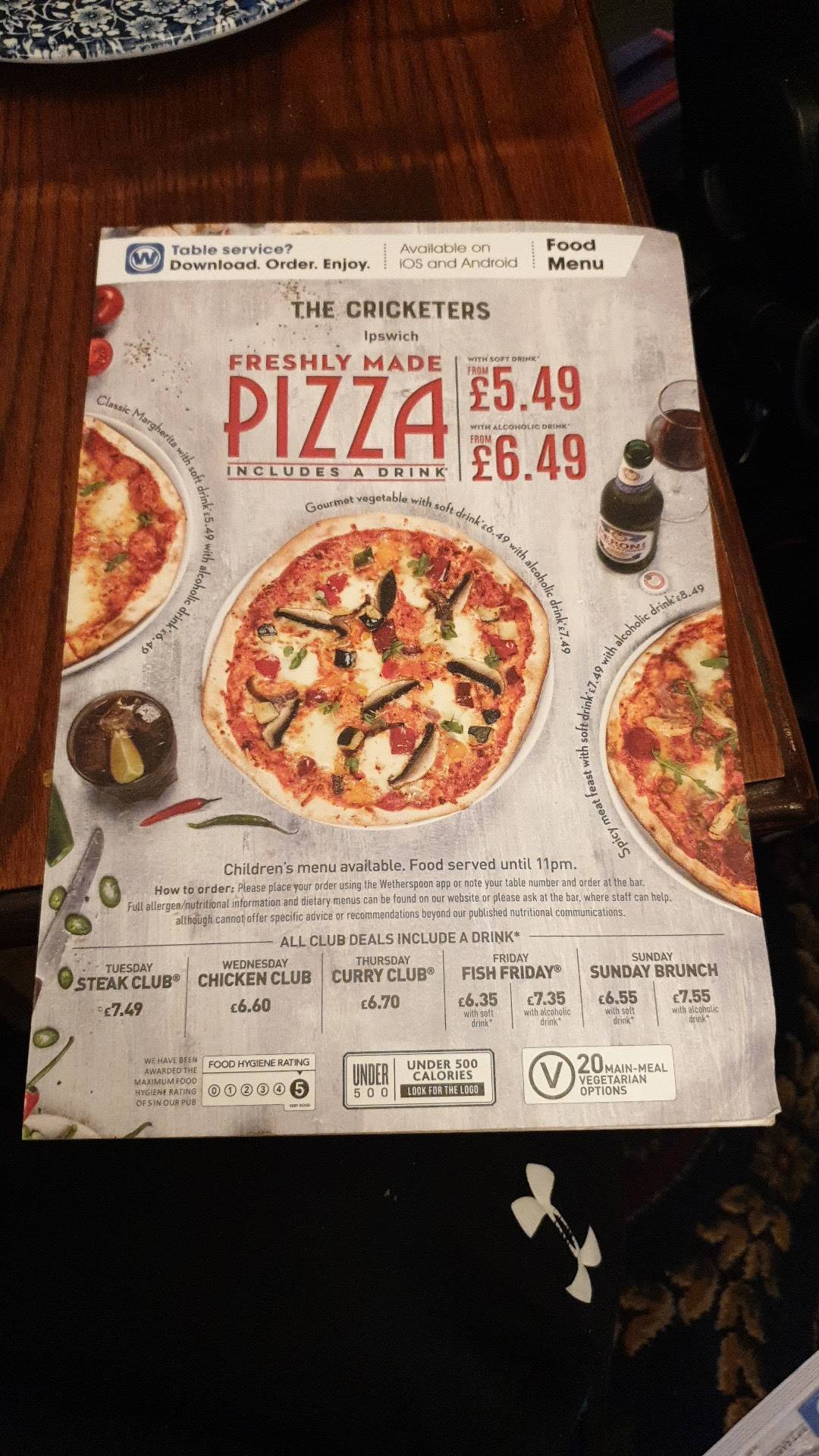 Menu at The Cricketers - JD Wetherspoon pub & bar, Ipswich