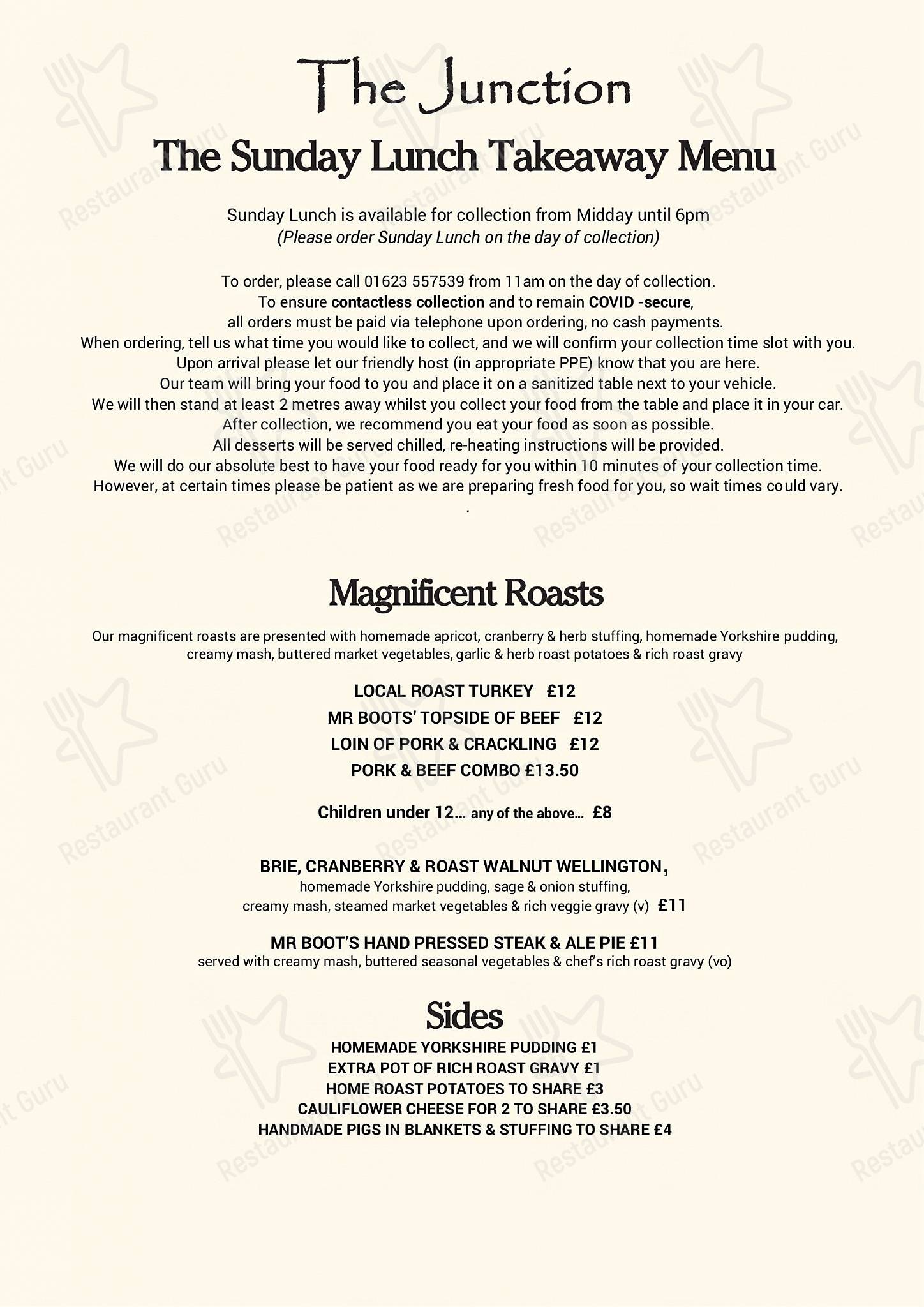 Menu at Junction pub & bar, Sutton-in-Ashfield