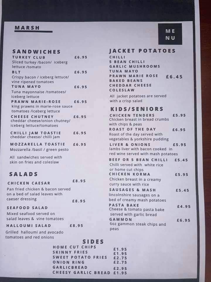 Menu at The Marsh pub & bar, Cleckheaton