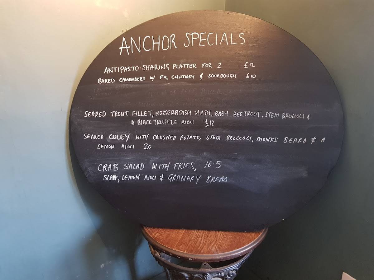 Menu at The Anchor Inn pub & bar, Morston, The St