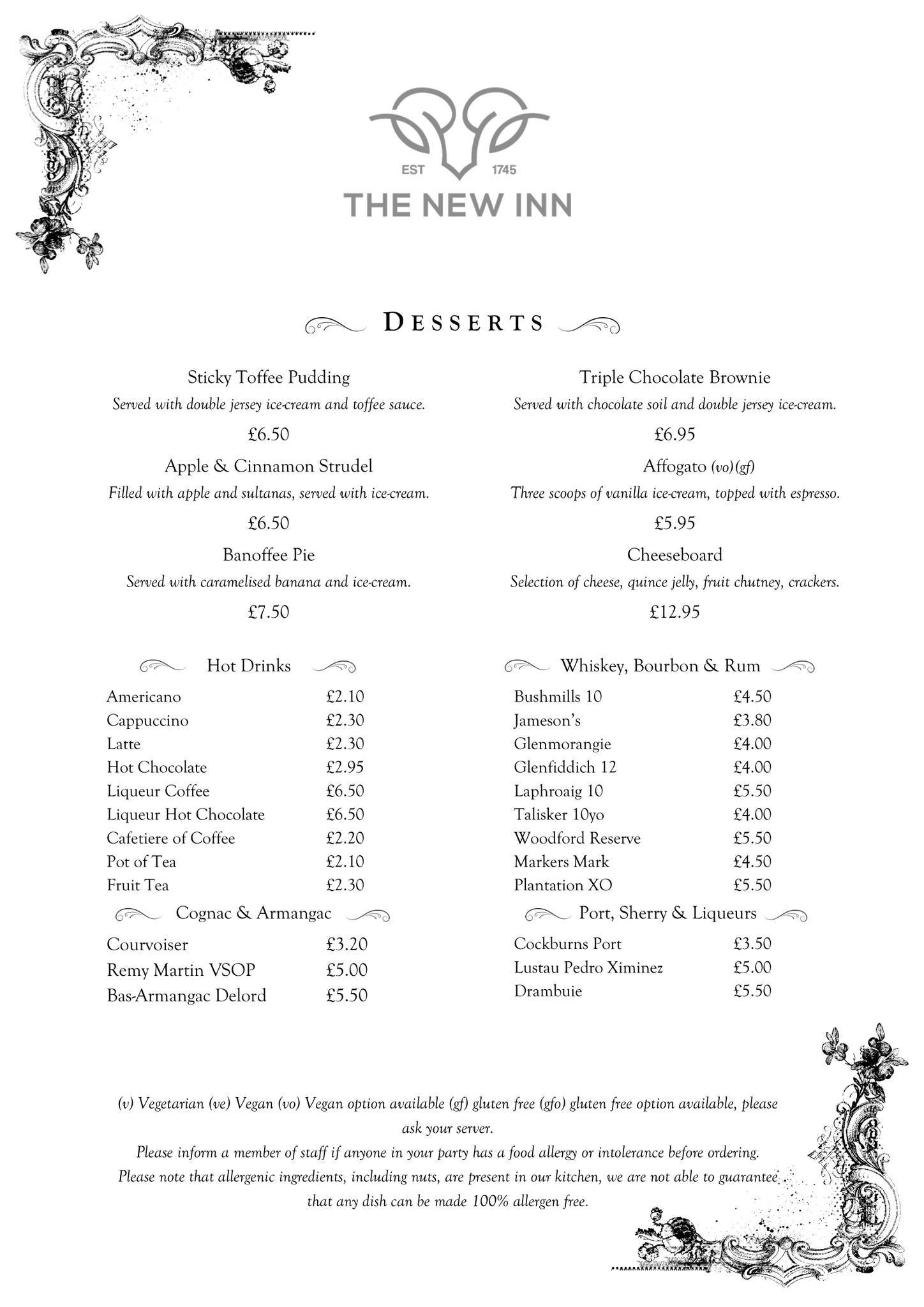Menu at The New Inn Hotel pub & bar, Clapham cum Newby, Old Rd