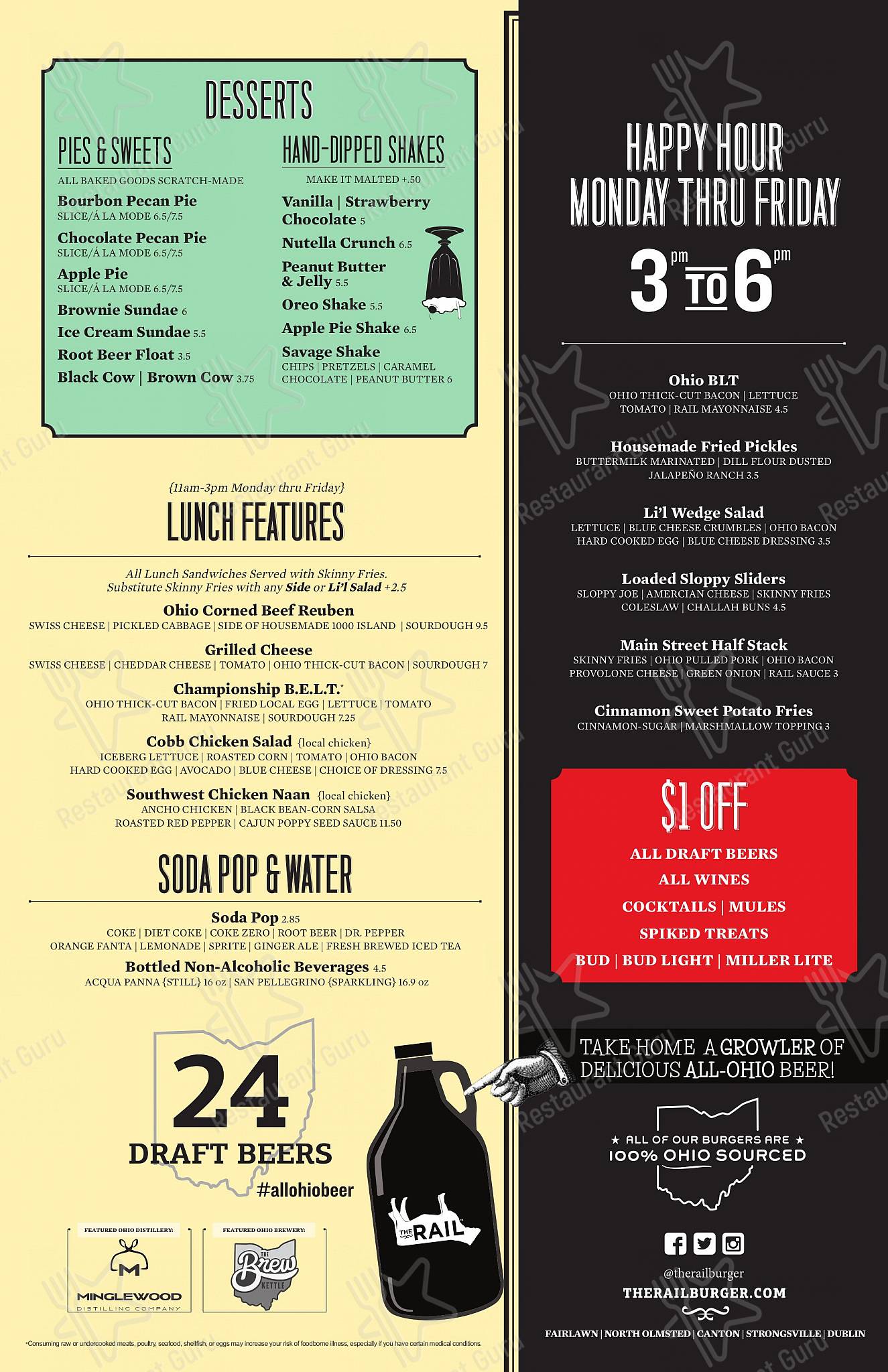 Menu at Rail Craft Kitchen & Bar - Dublin, Dublin