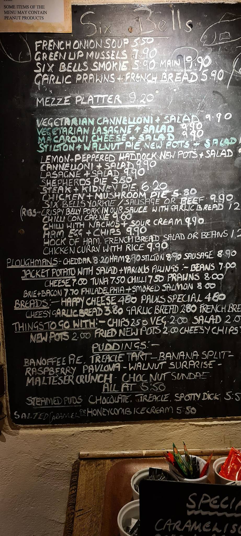 Menu at The Six Bells Chiddingly pub & bar, Chiddingly