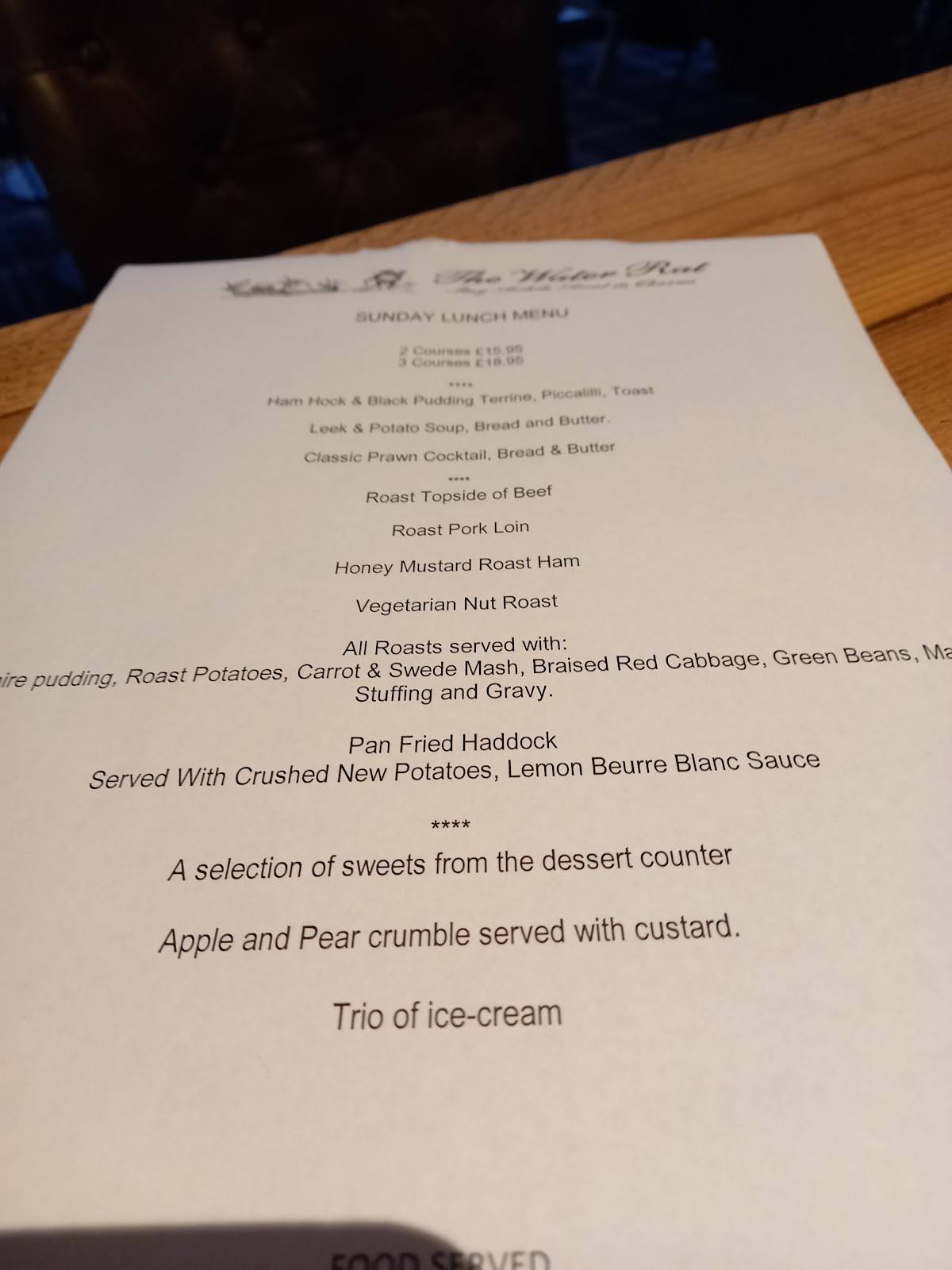 Menu at The Water Rat pub & bar, Ripon
