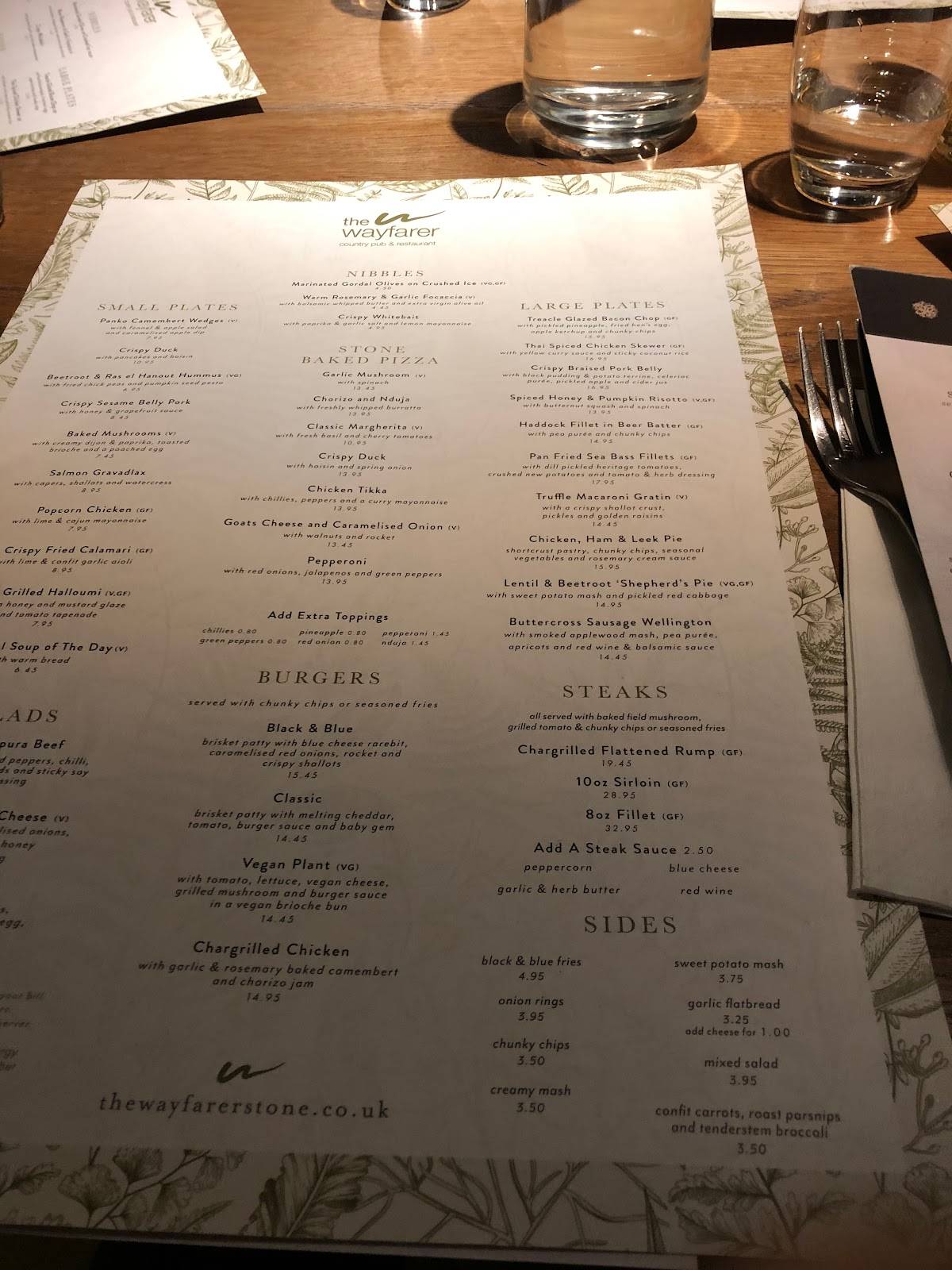 Menu at The Wayfarer pub & bar, Stone