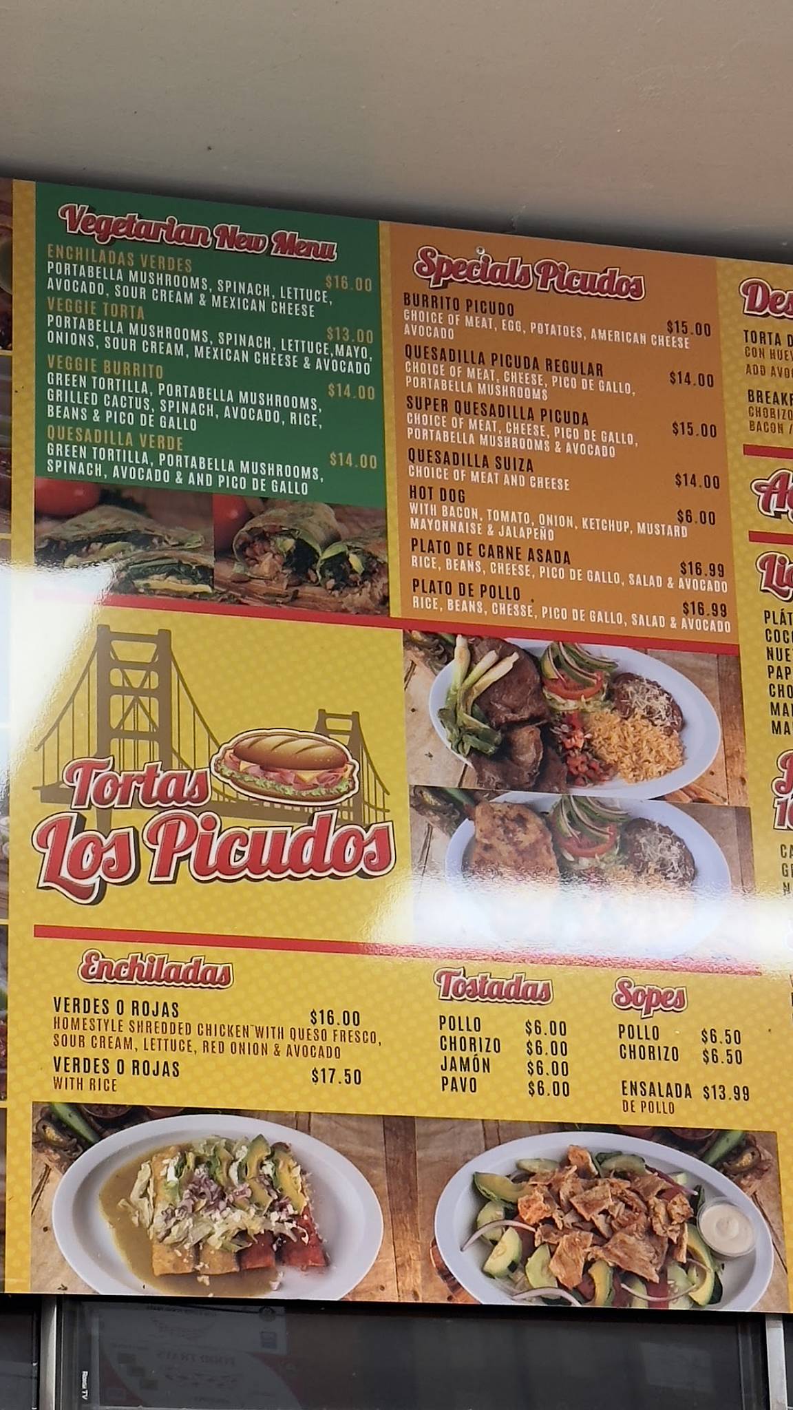 Menu at Tortas Los Picudos pub & bar, San Francisco