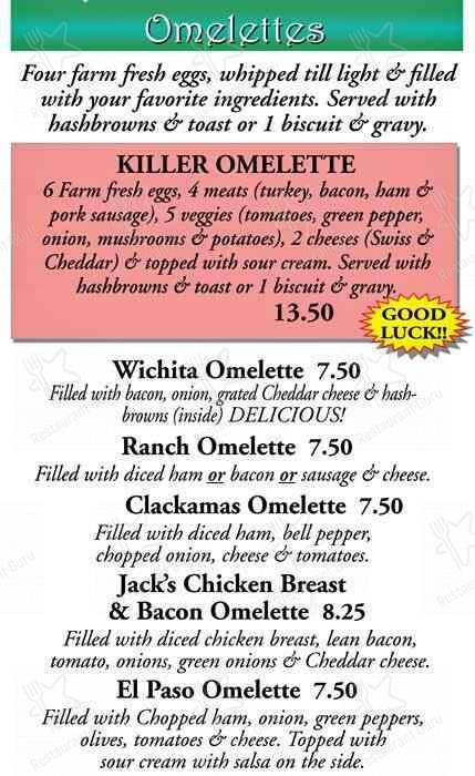 Menu at Wichita Pub, Clackamas