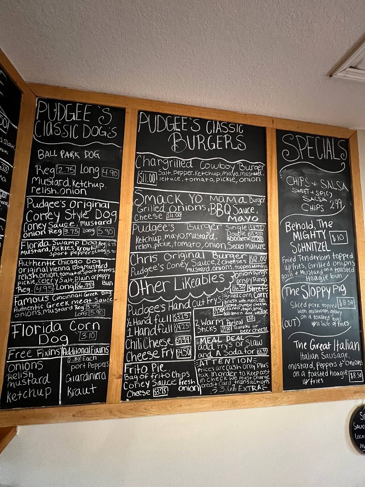Menu at Pudgee's Eatery and Market restaurant, Floral City