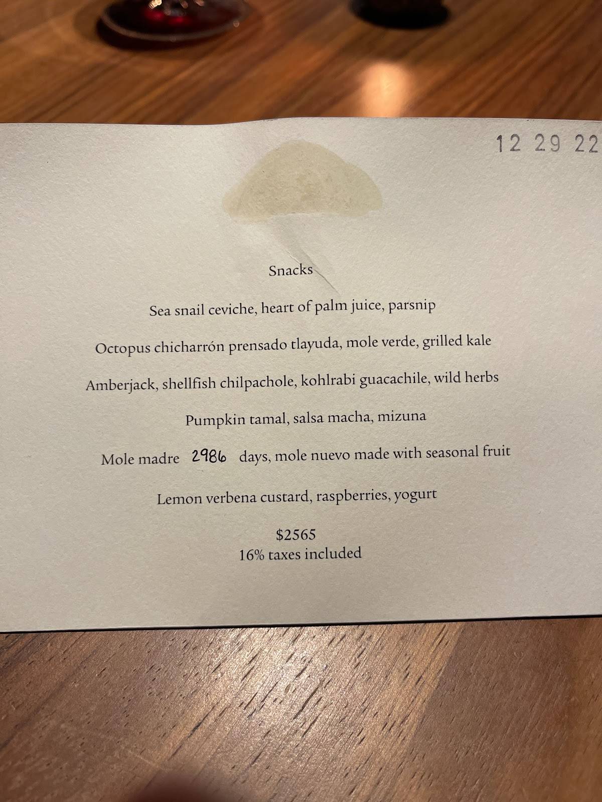 Carta del restaurante Pujol - Tasting Menu, Ciudad López Mateos ...