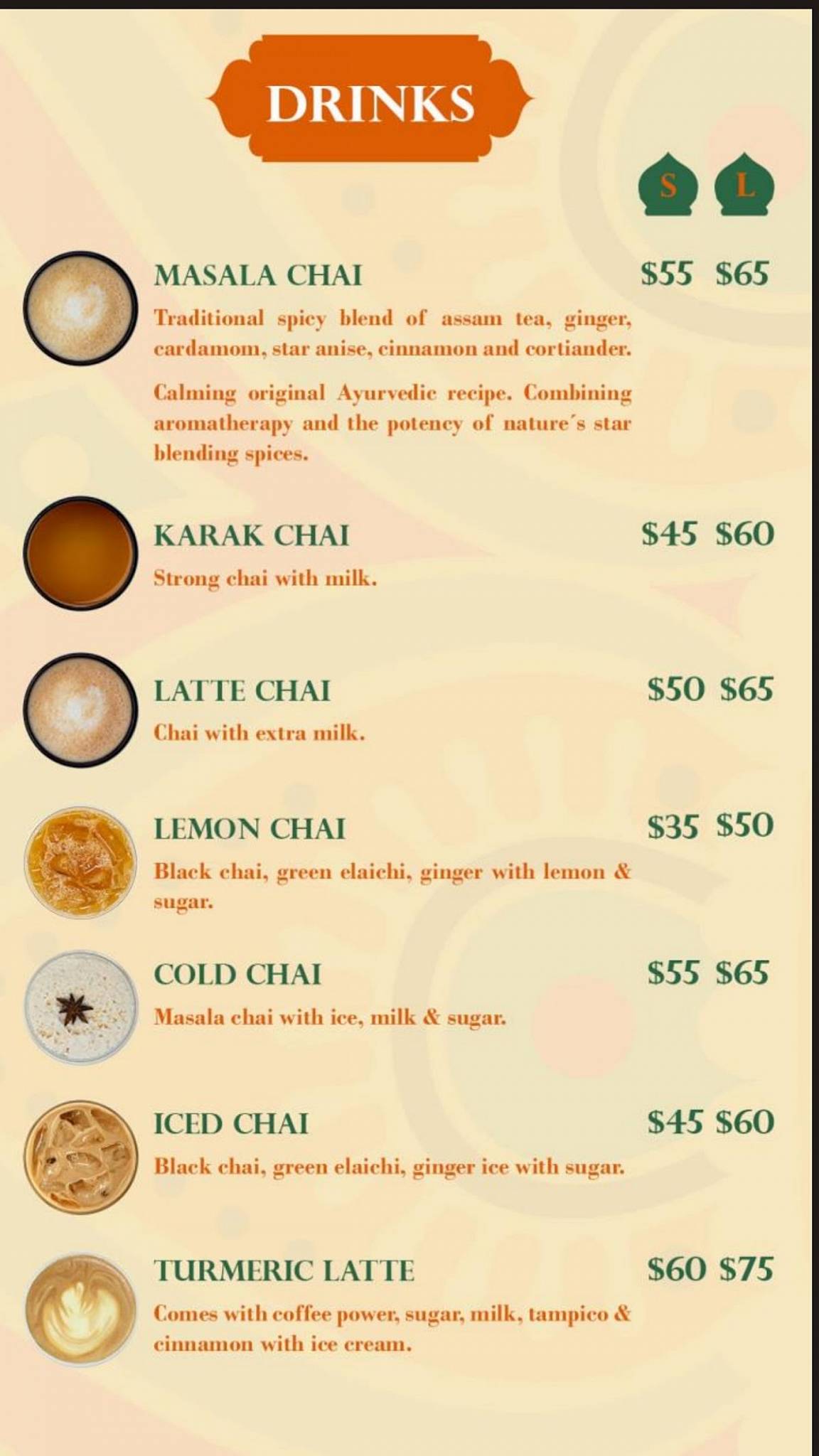 Menu at Punjabi Chai Pani, Tijuana
