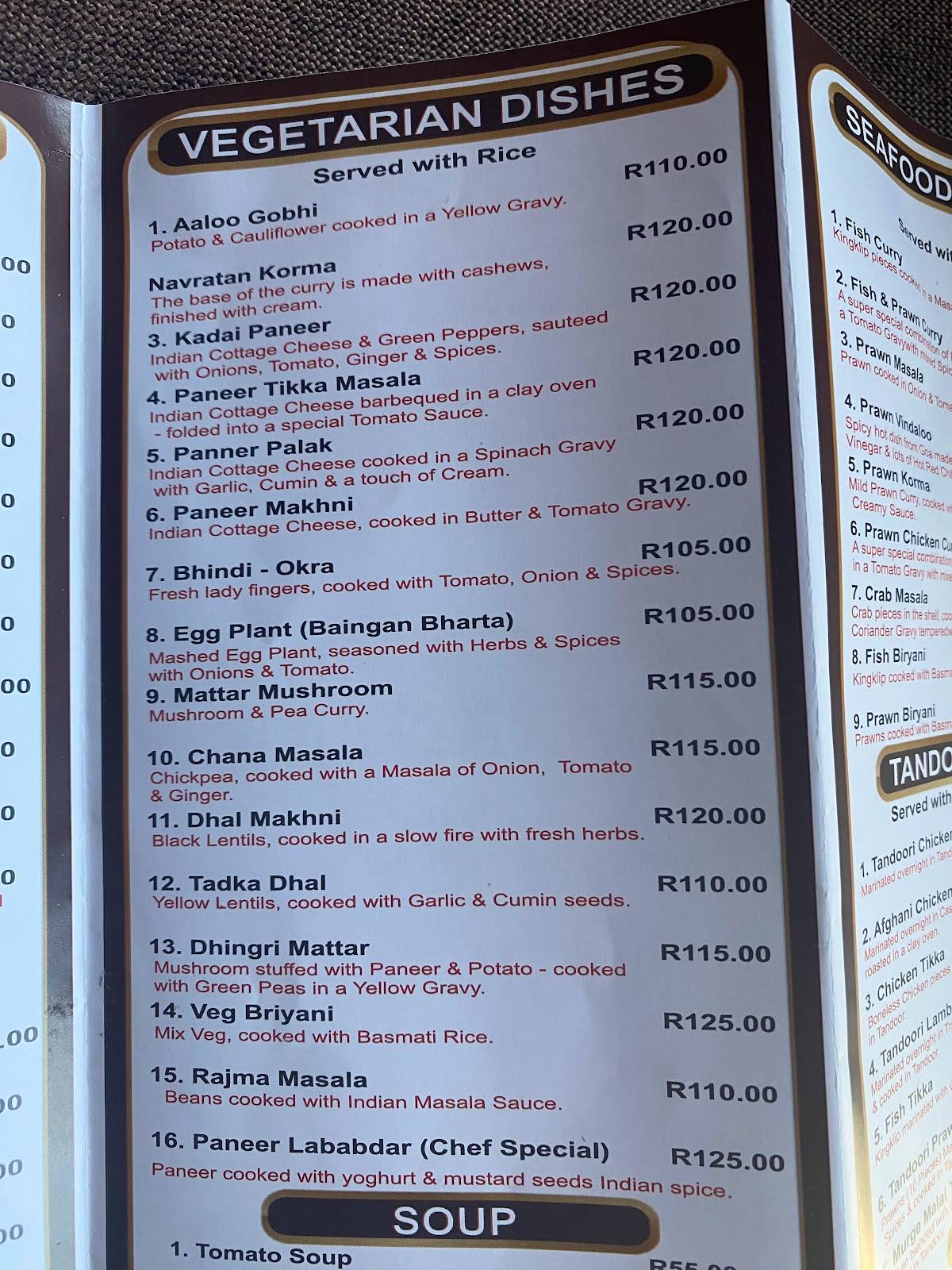 Menu at Punjabi Tadka restaurant, Sandton, 107 Elizabeth Ave