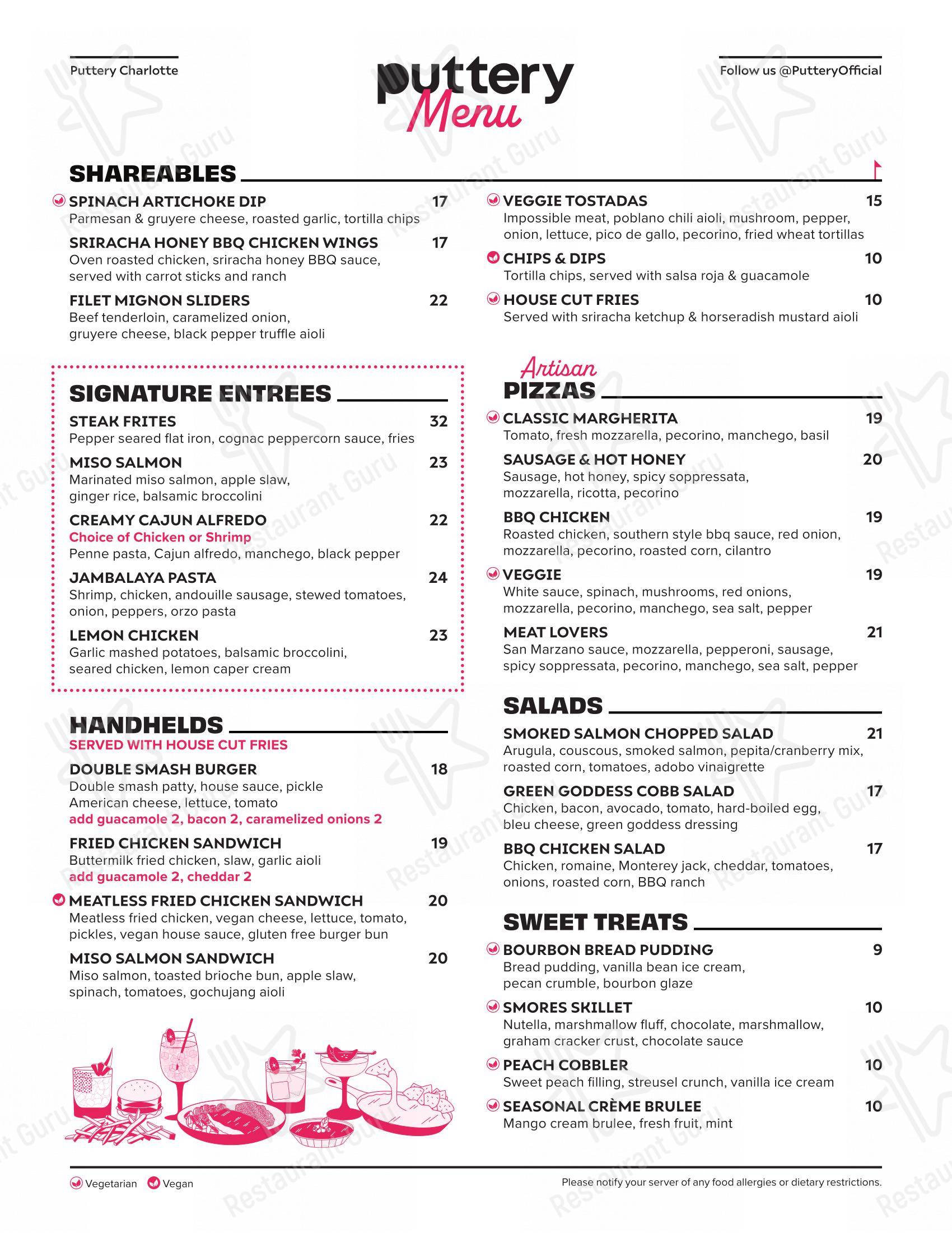 Menu at Puttery pub & bar, Charlotte
