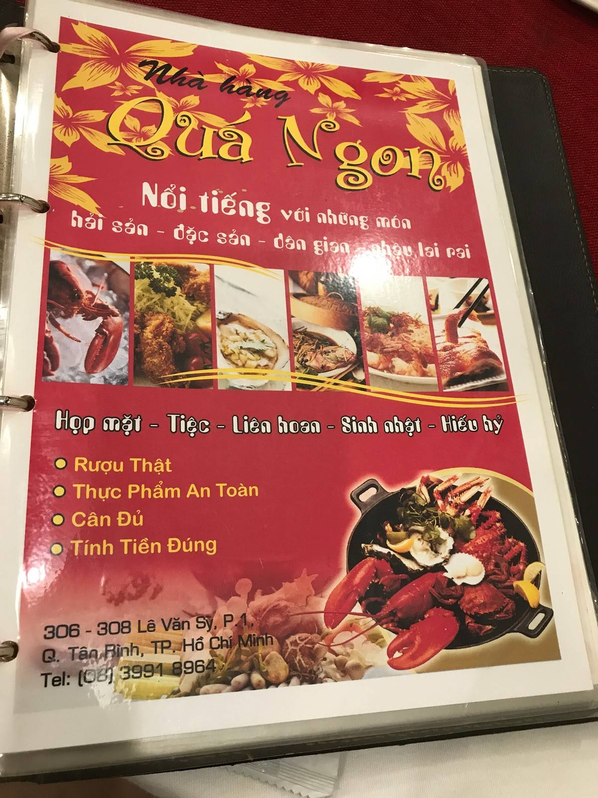 Menu at Qua Ngon Restaurant, Ho Chi Minh City, 308 Đ. Lê Văn Sỹ