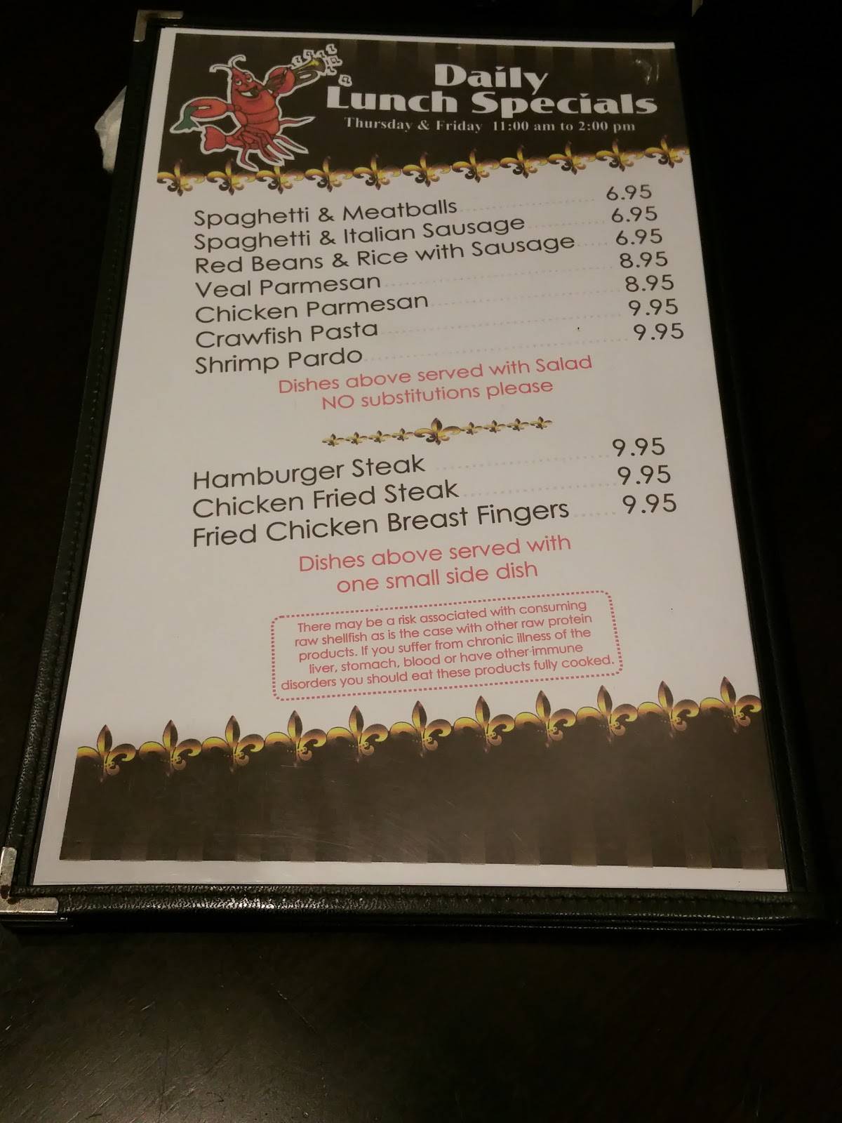 Menu at Quarter View Restaurant, Metairie