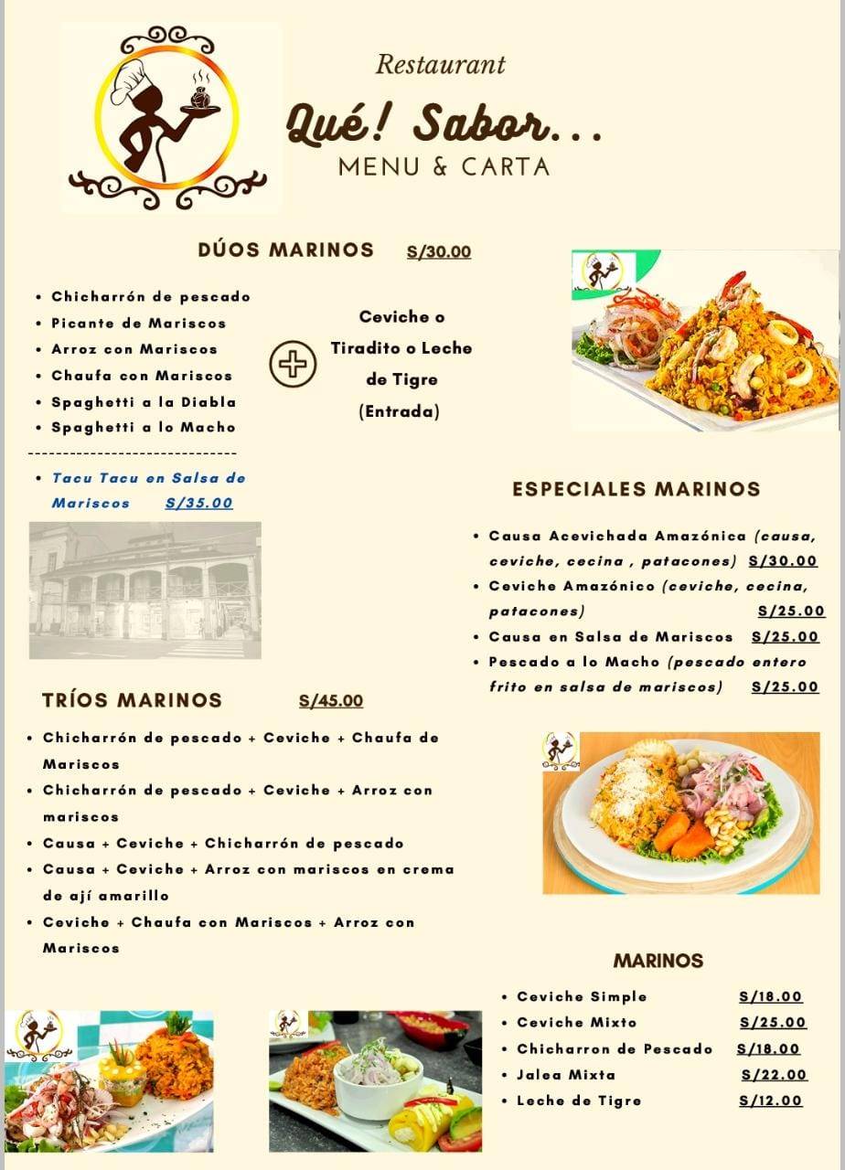 Carta del restaurante Que Sabor Menú y Carta, San Miguel