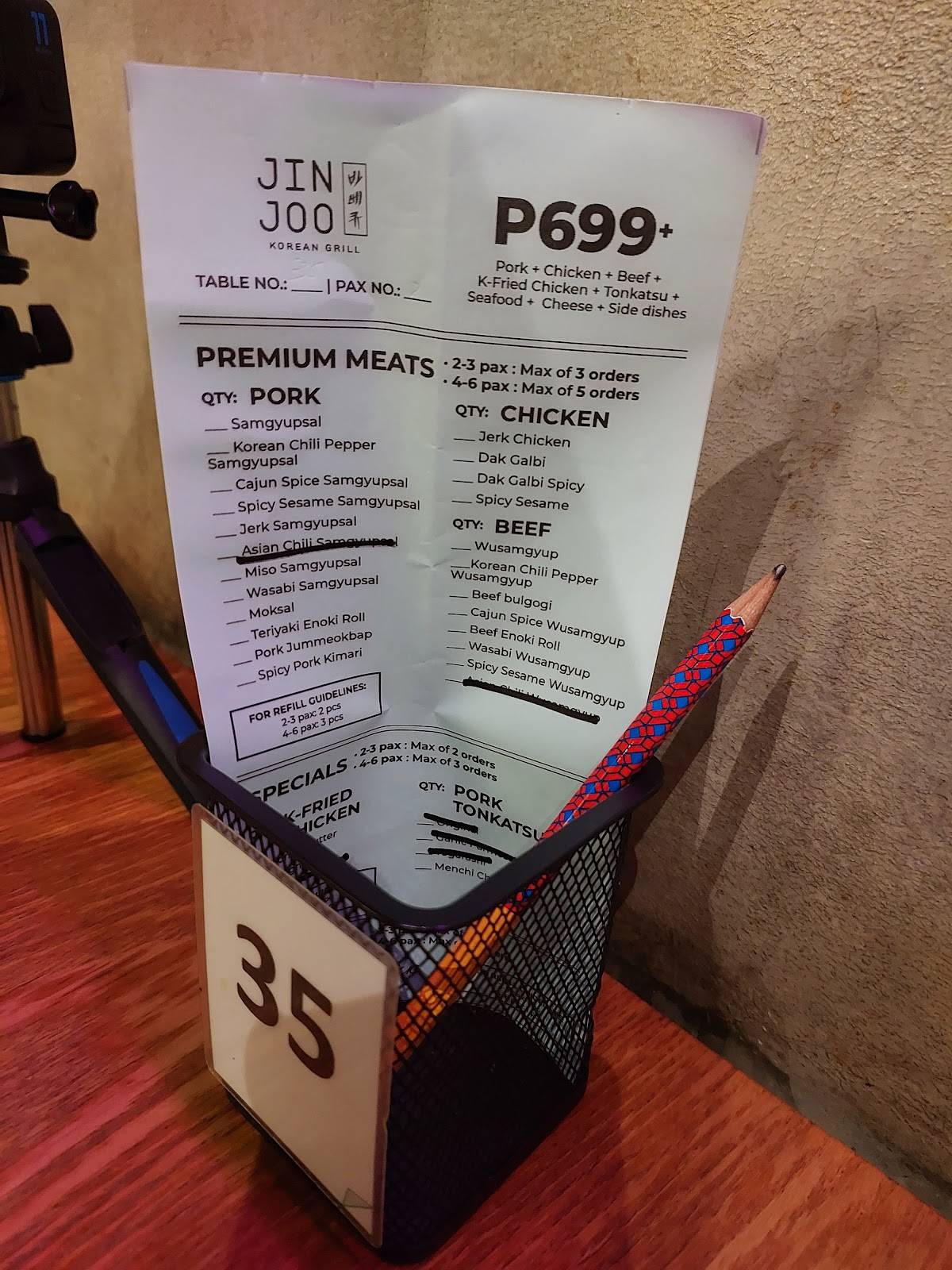 Menu at Jin Joo Korean Grill restaurant, Quezon City, C1A/C1B